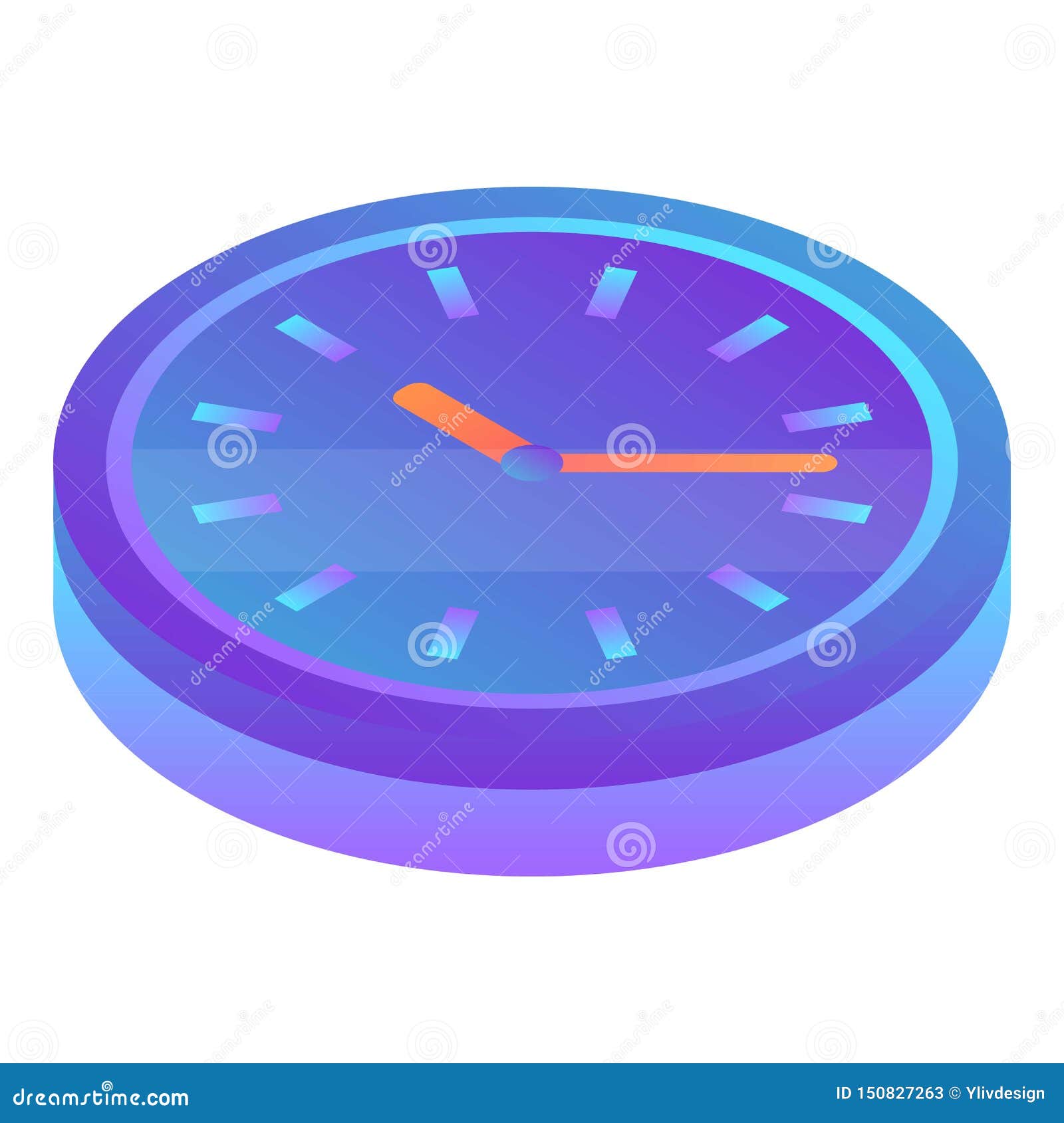 Wall Clock Icon, Isometric Style Stock Vector - Illustration of quartz ...