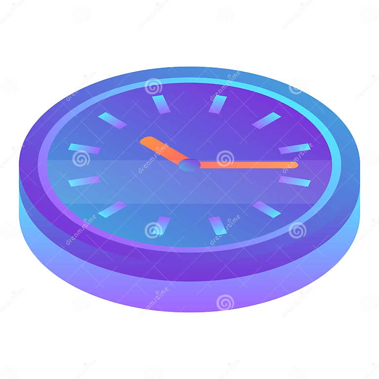 Wall Clock Icon, Isometric Style Stock Vector - Illustration of quartz ...