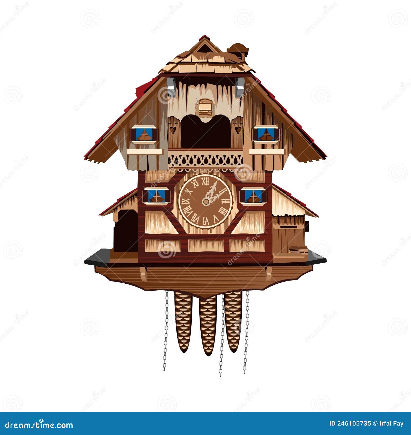 Wall Clock Illustration with House Shape Stock Vector - Illustration of ...