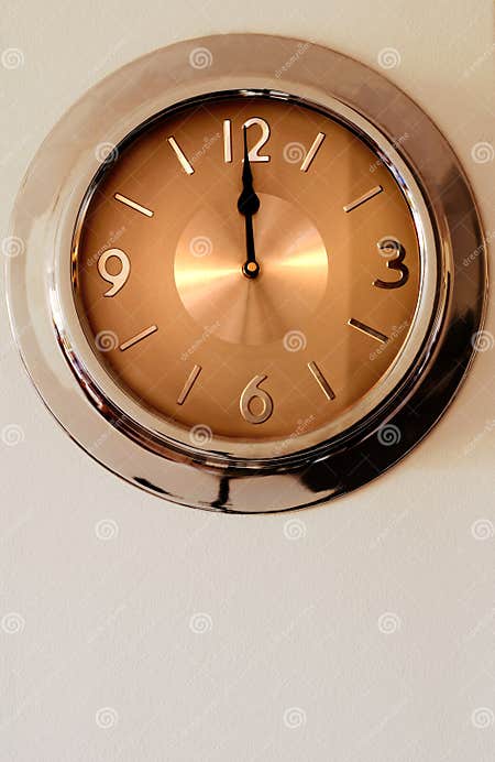 Wall Clock Indicating 12 (twelve) O Clock. Stock Photo - Image of rush ...