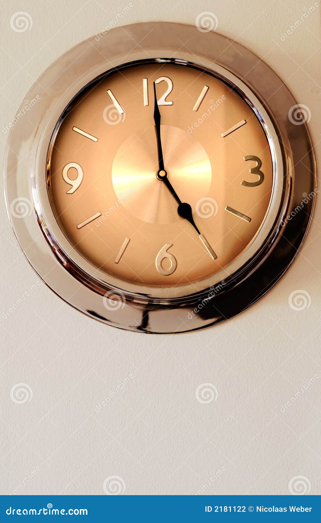 Wall Clock Indicating 5 (five) Stock Photo - Image of minute, present ...