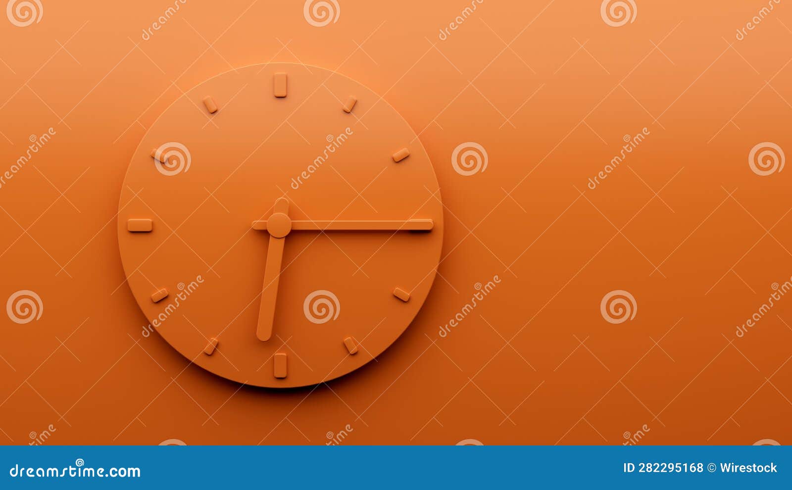 Wall Clock Isolated on a Bright Orange Background. Stock Illustration ...