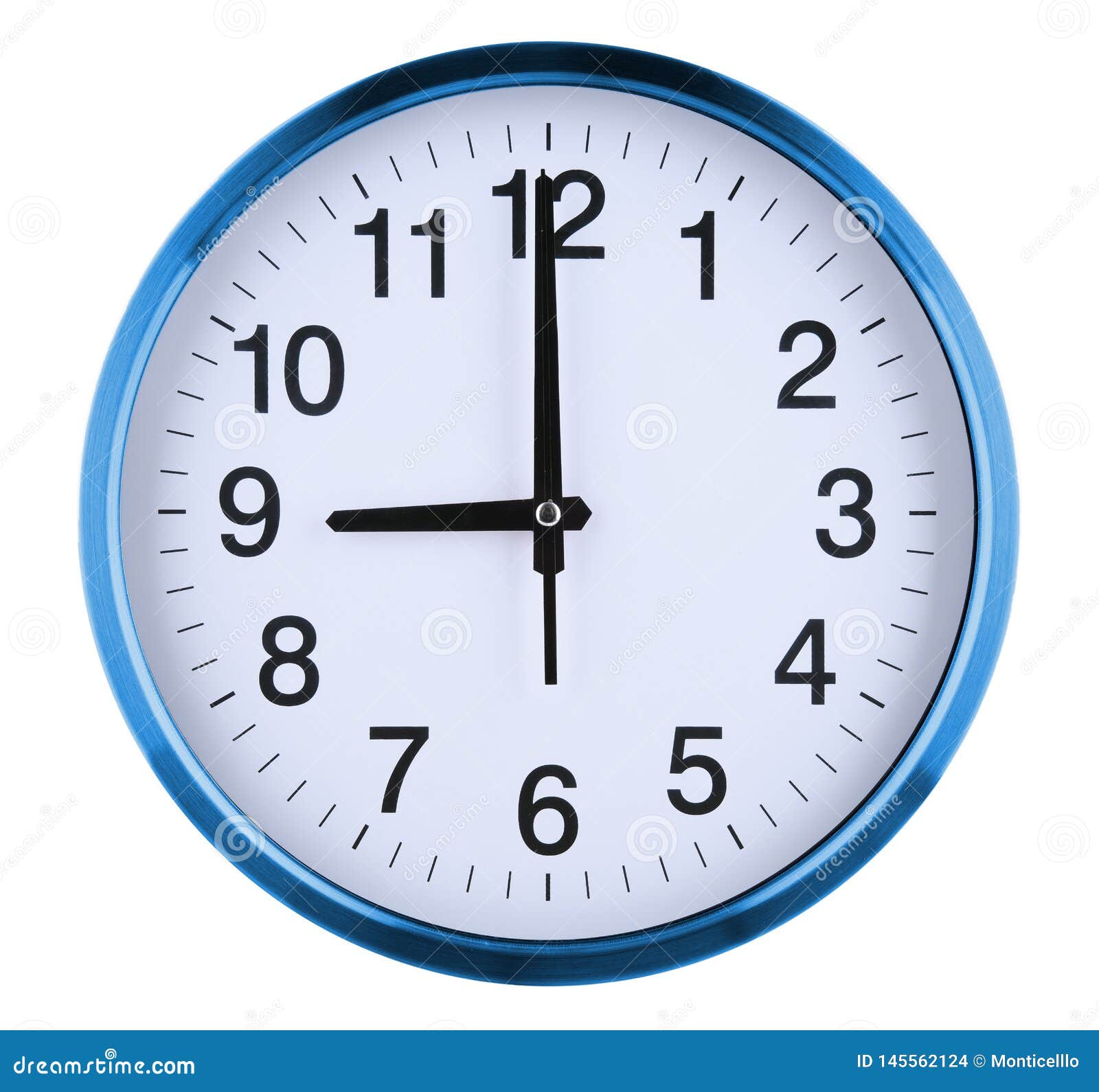 Wall Clock Isolated on White Background. Nine Oclock Stock Photo ... Wall Clock Isolated on White Background. Nine Oclock Stock Photo ...