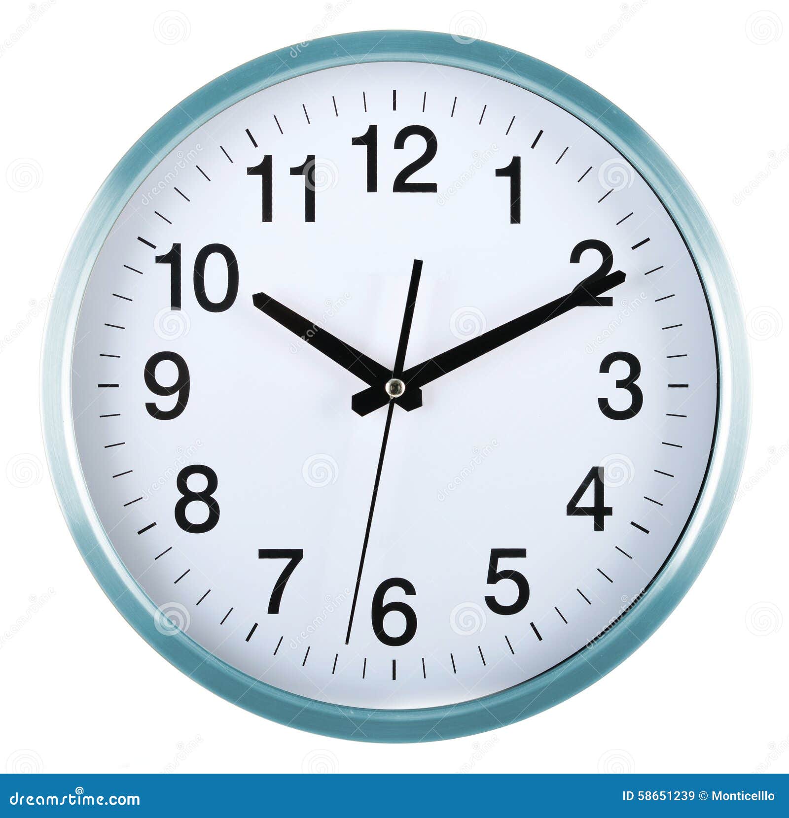 Wall Clock Isolated on White. Ten Past Ten. Stock Image - Image of ...