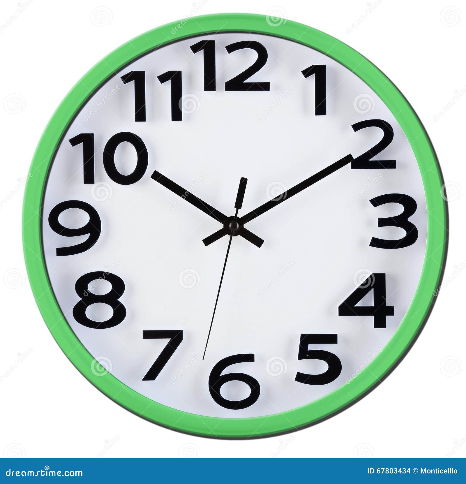 Wall Clock Isolated on White. Ten Past Ten. Stock Photo - Image of ...