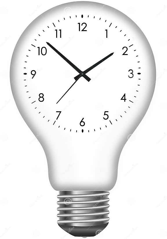 Wall Clock in the Light Bulb Stock Illustration - Illustration of time ...