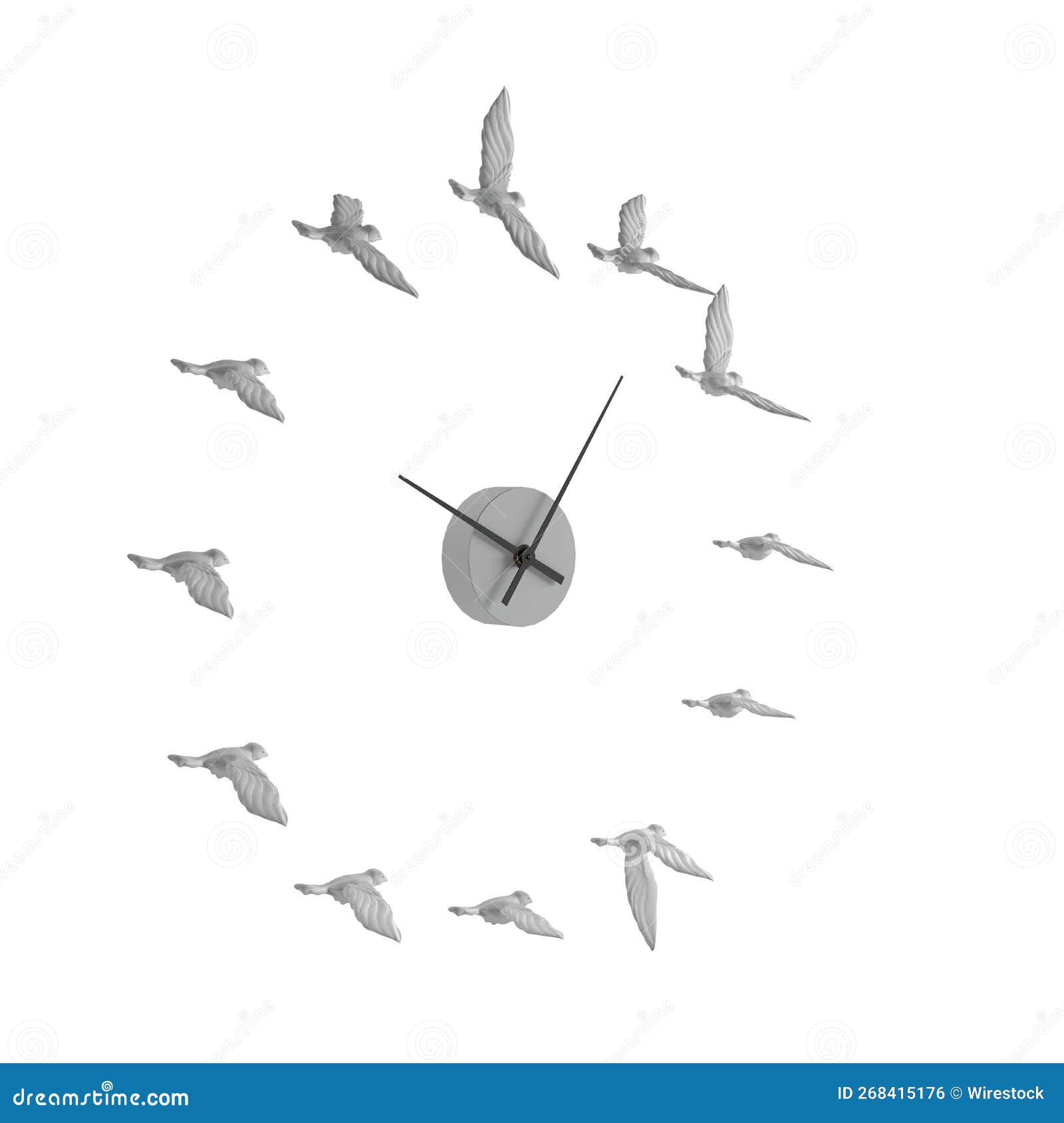 Wall Clock Made of Birds Isolated on White Stock Photo - Image of idea ...