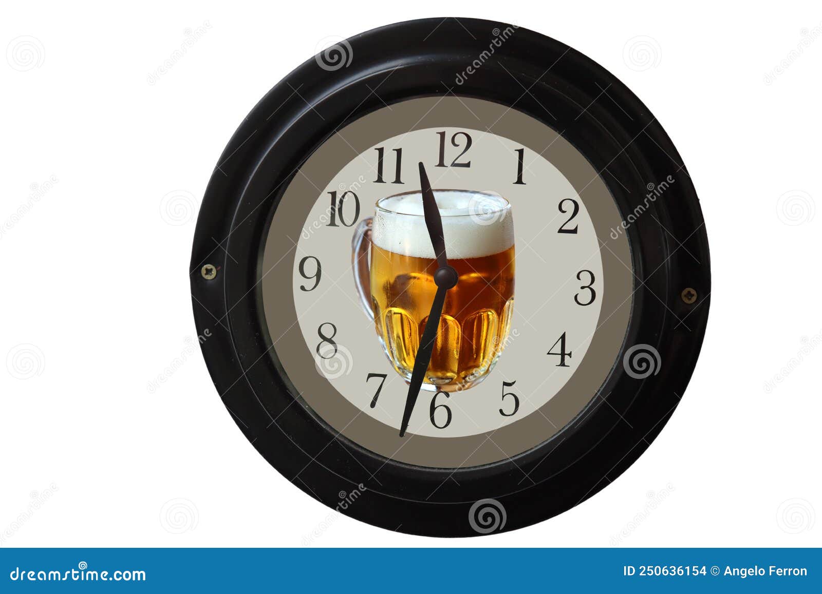 The Wall Clock Marks a Beer`s Break Time- Stock Photo - Image of ...