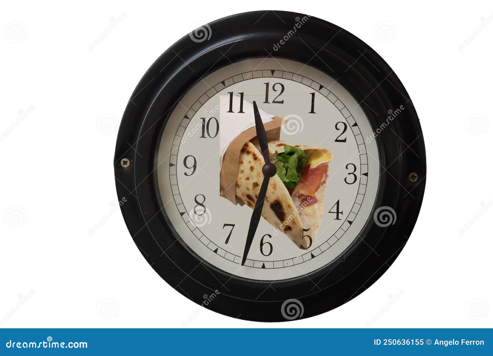 Wall Clock Marks Lunch Break- Stock Image - Image of hours, minutes ...