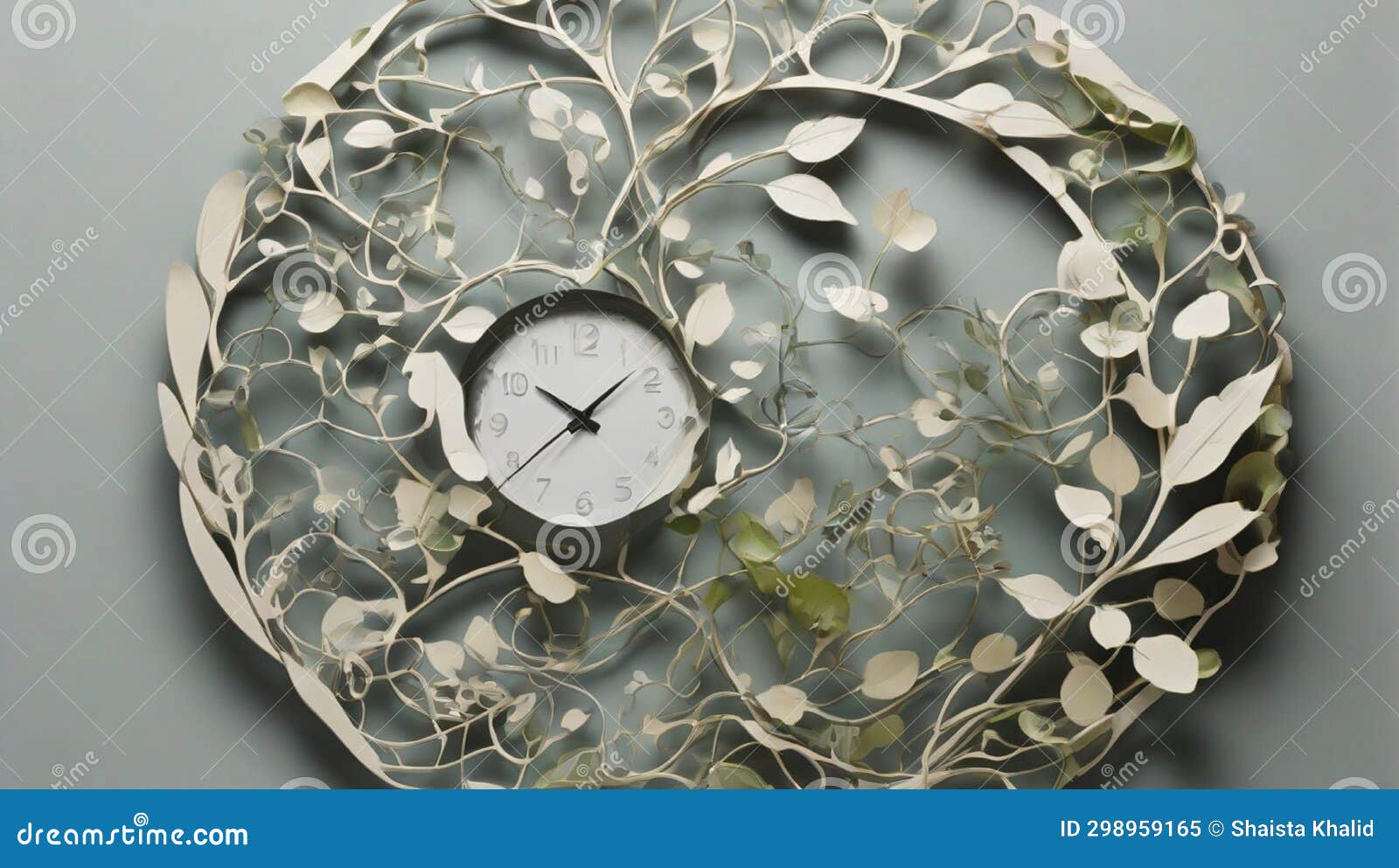 Wall clock stock illustration. Illustration of leaves - 298959165