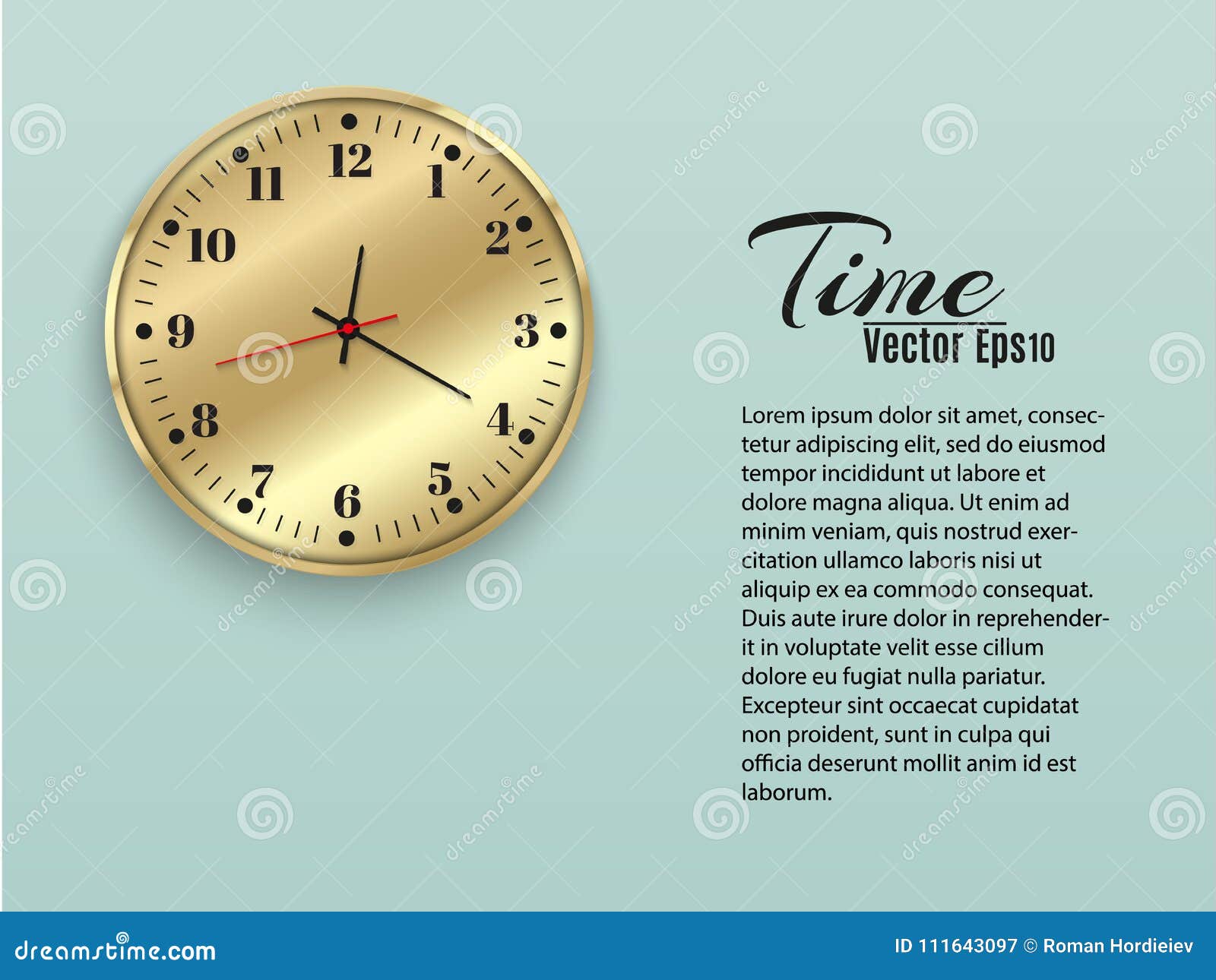 Wall Clock Office. Template Design in Vector Closeup. the Layout for ...