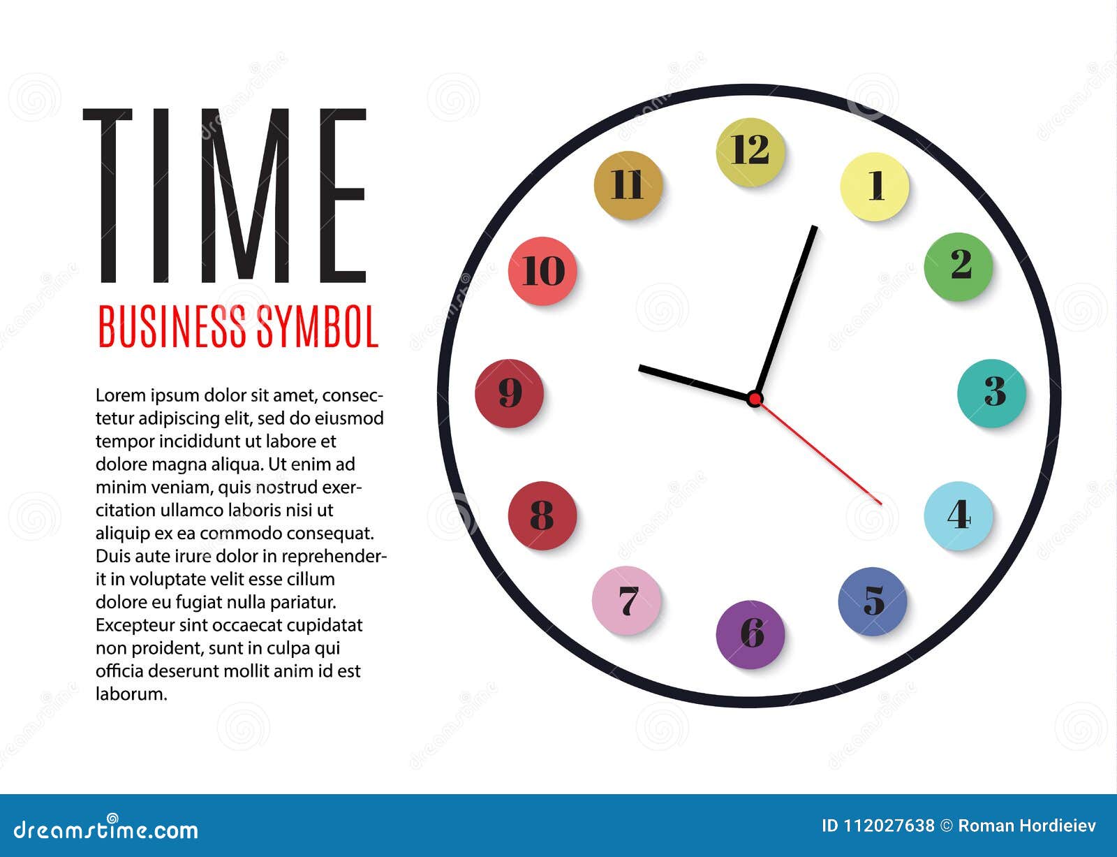 Wall Clock Office. Template Design In Vector Closeup. The Layout For ...