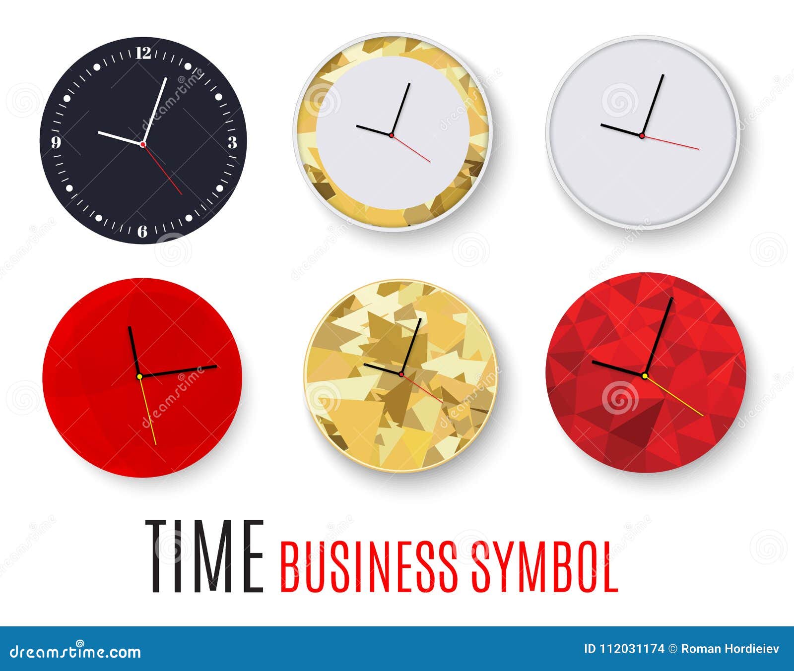 Wall Clock Office. Template Design in Vector Closeup. the Layout for ...