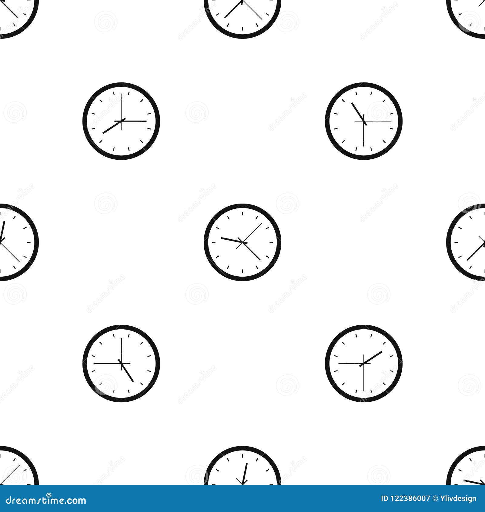 Wall Clock Pattern Seamless Black Stock Vector - Illustration of home ...