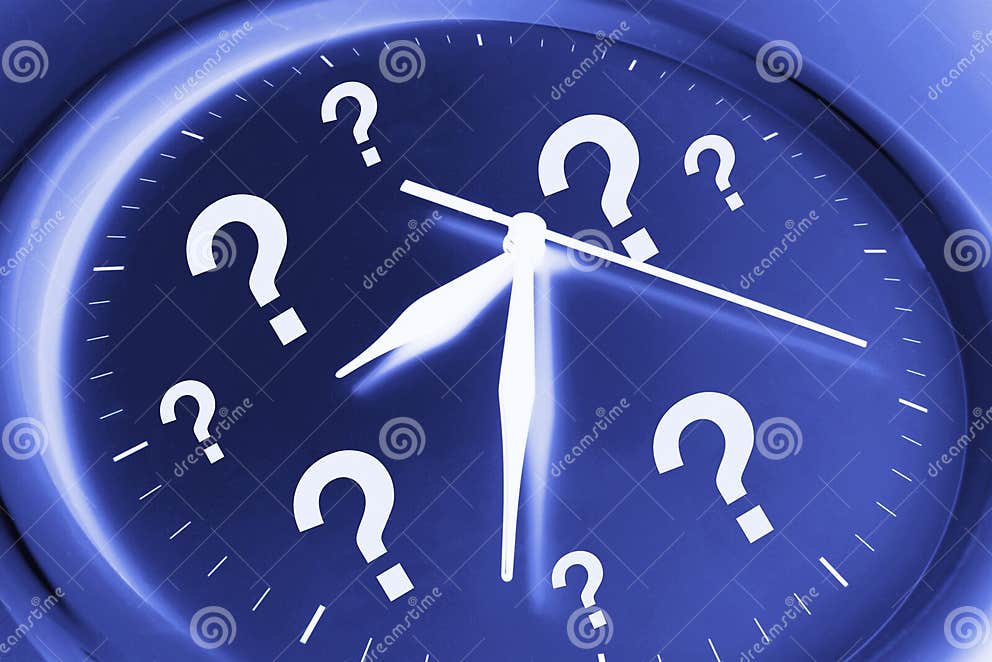 Wall Clock with Question Marks Stock Photo - Image of time, puzzles ...