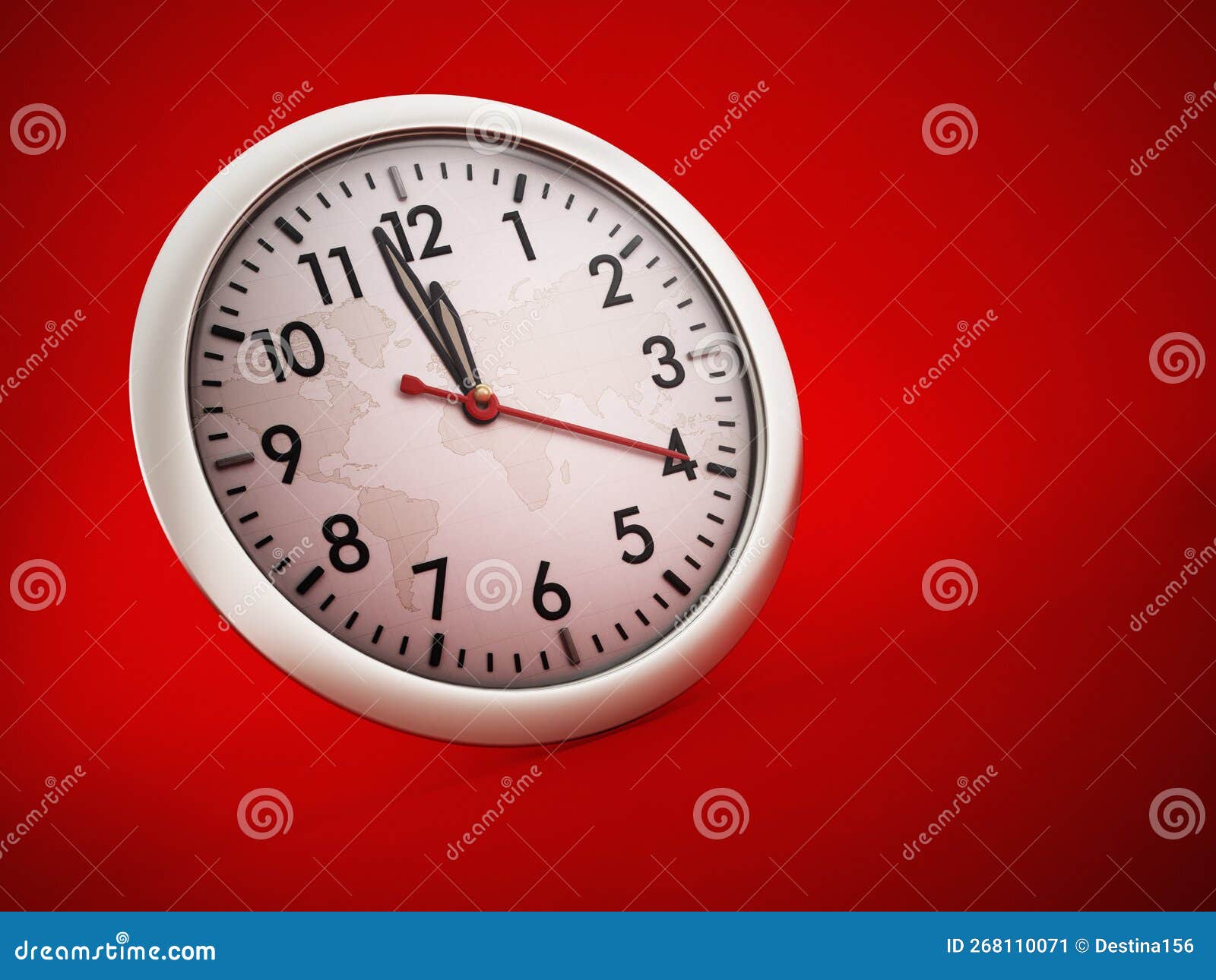 Wall Clock on Red Background. 3D Illustration Stock Illustration ...
