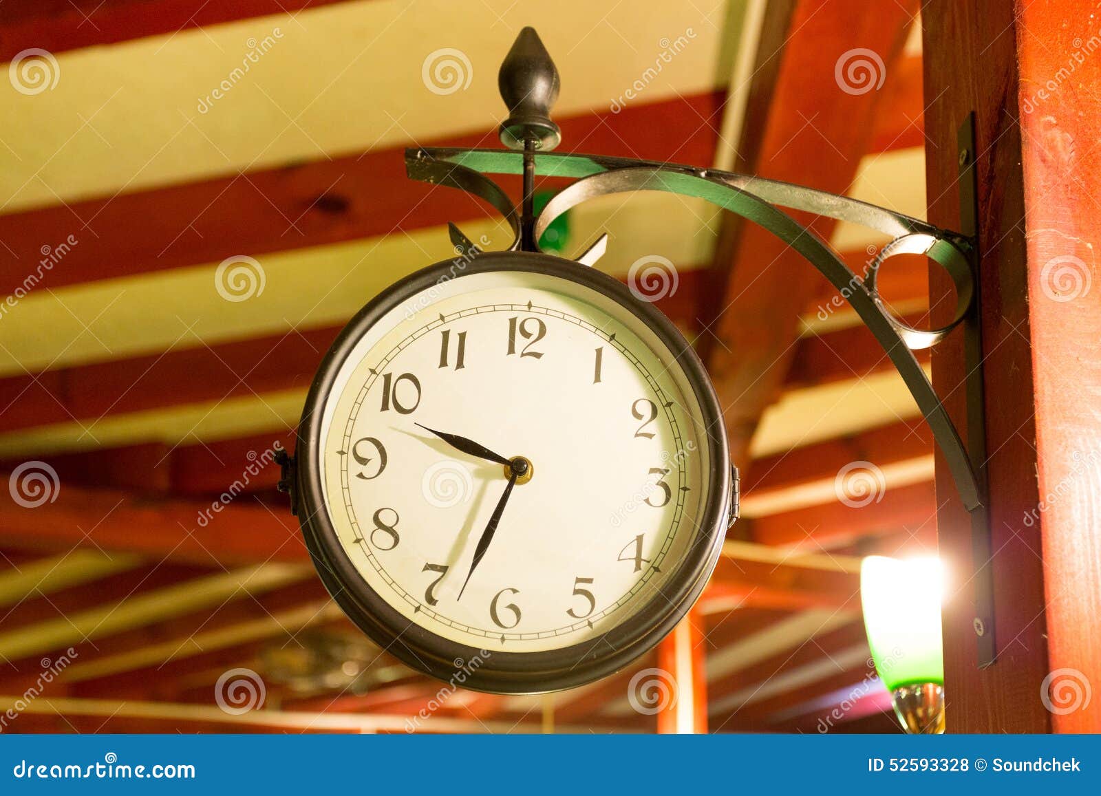 Wall Clock at the Restaurant Stock Photo - Image of retro, traditional ...