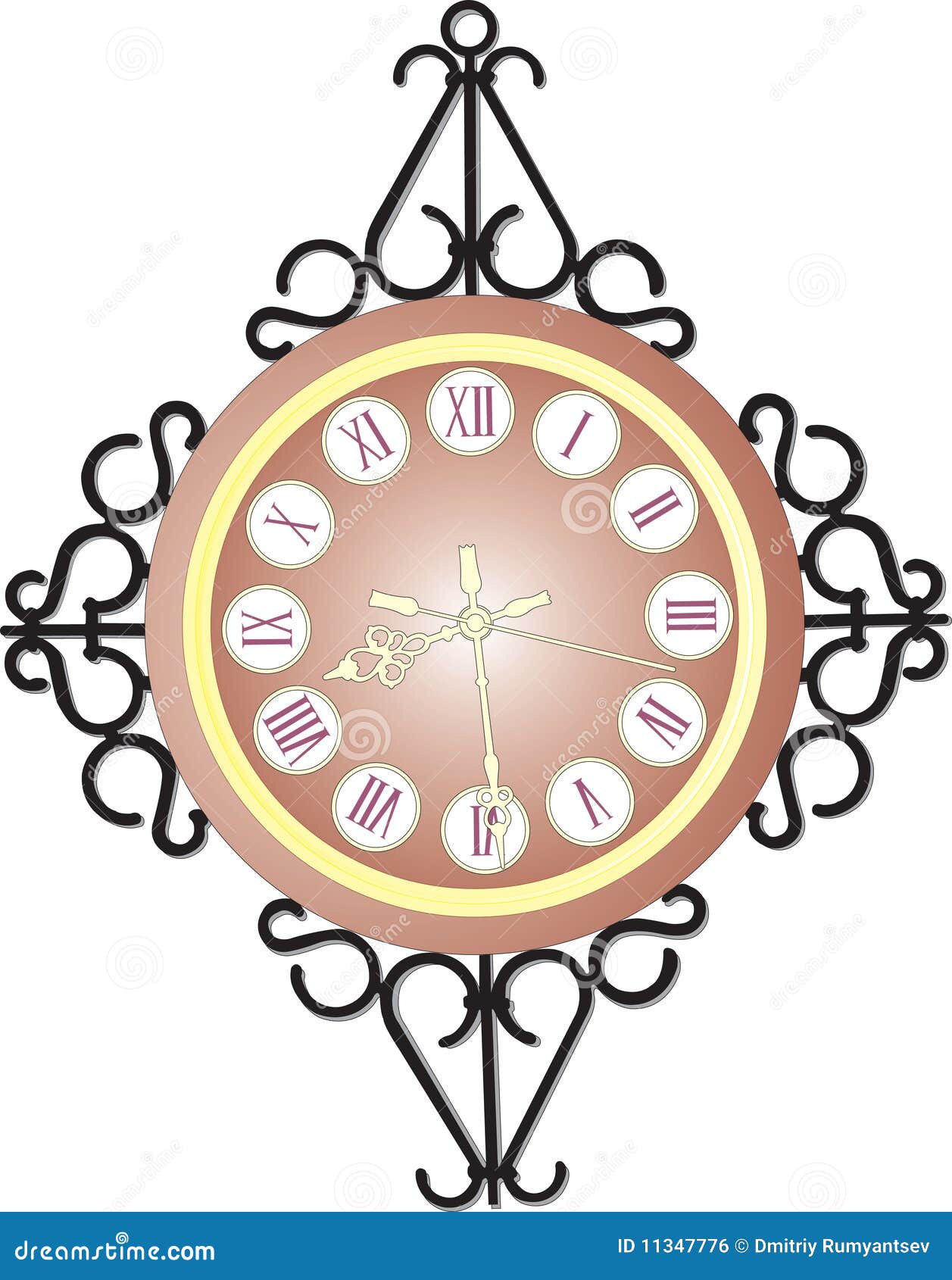 Wall Clock with the Roman Figures Stock Illustration - Illustration of ...