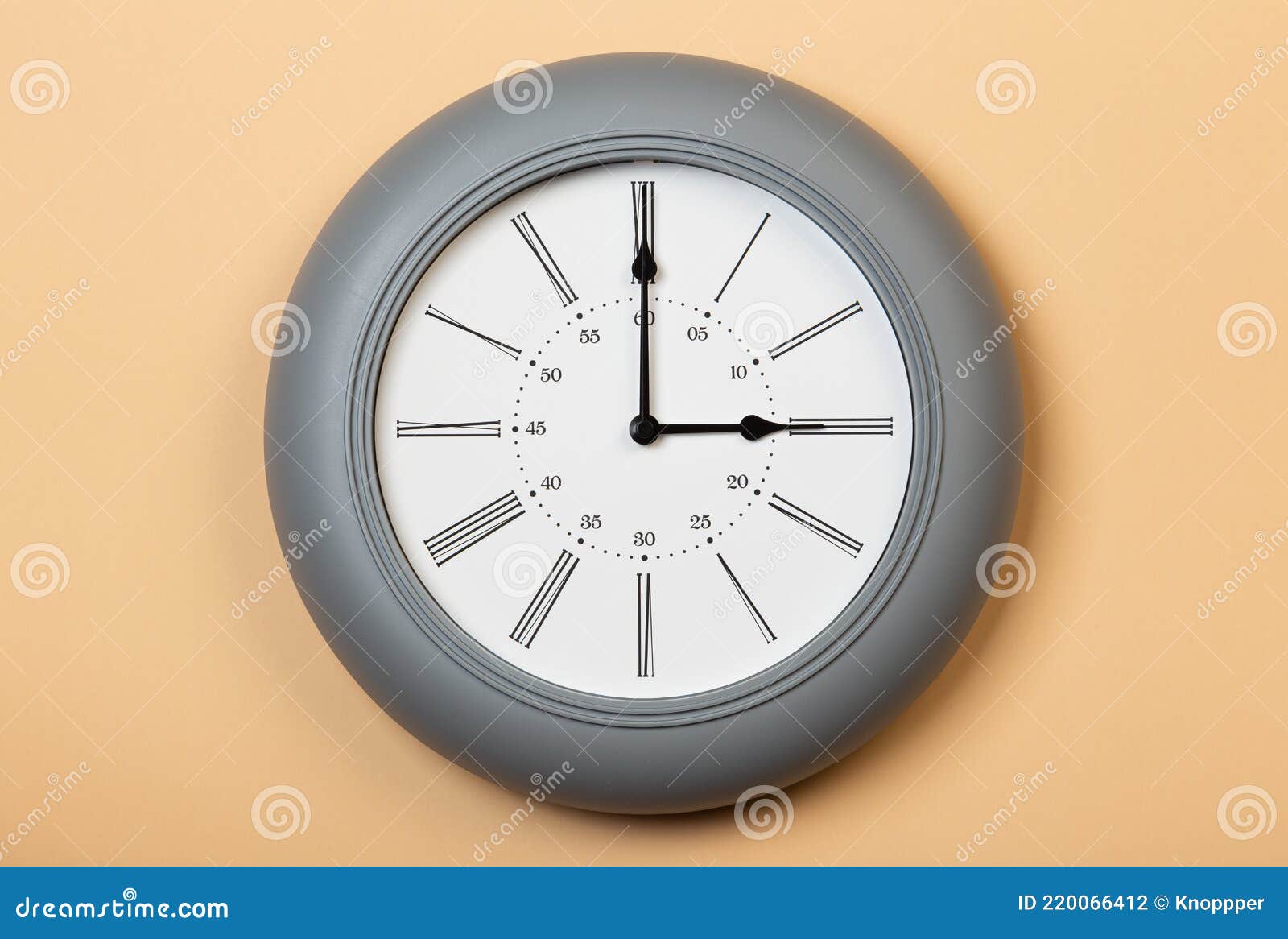 Wall Clock with Roman Numerals Stock Photo - Image of clock, pointer ...