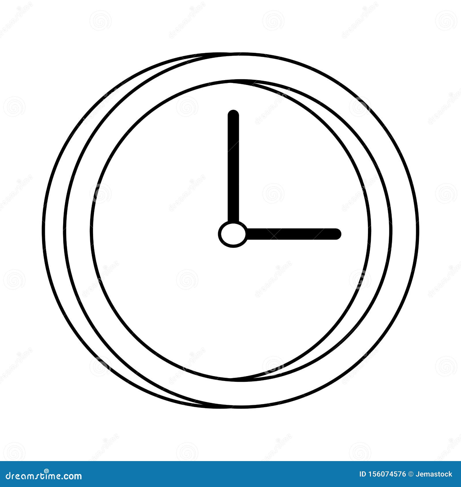 Wall Clock Round Frame Cartoon Isolated in Black and White Stock Vector ...