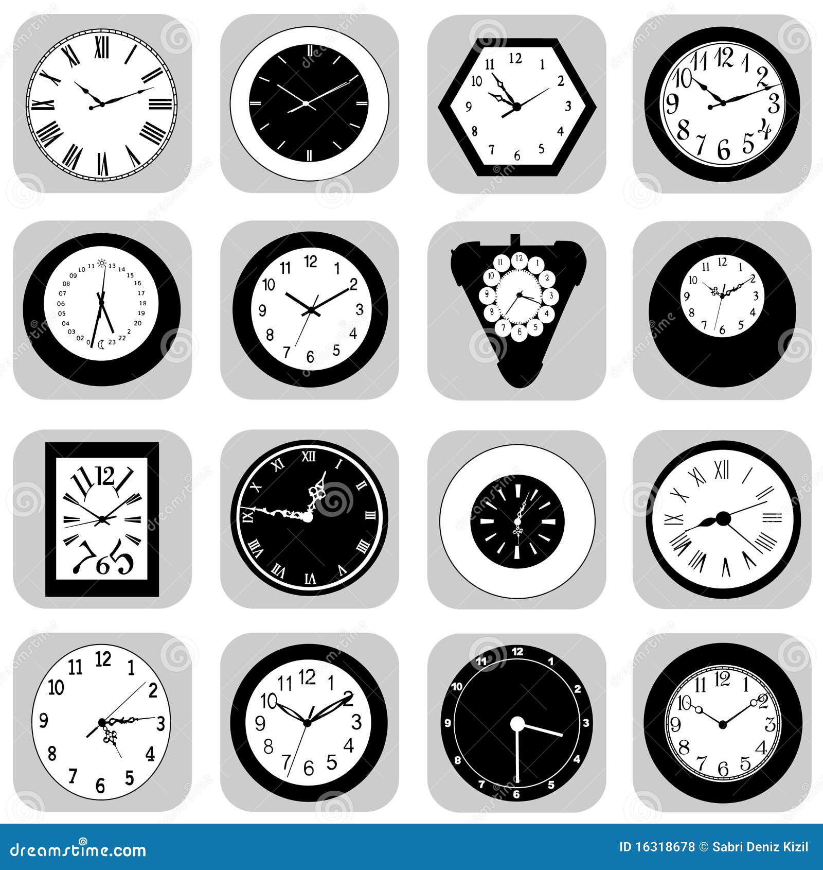 Wall clock set stock vector. Illustration of elegant - 16318678