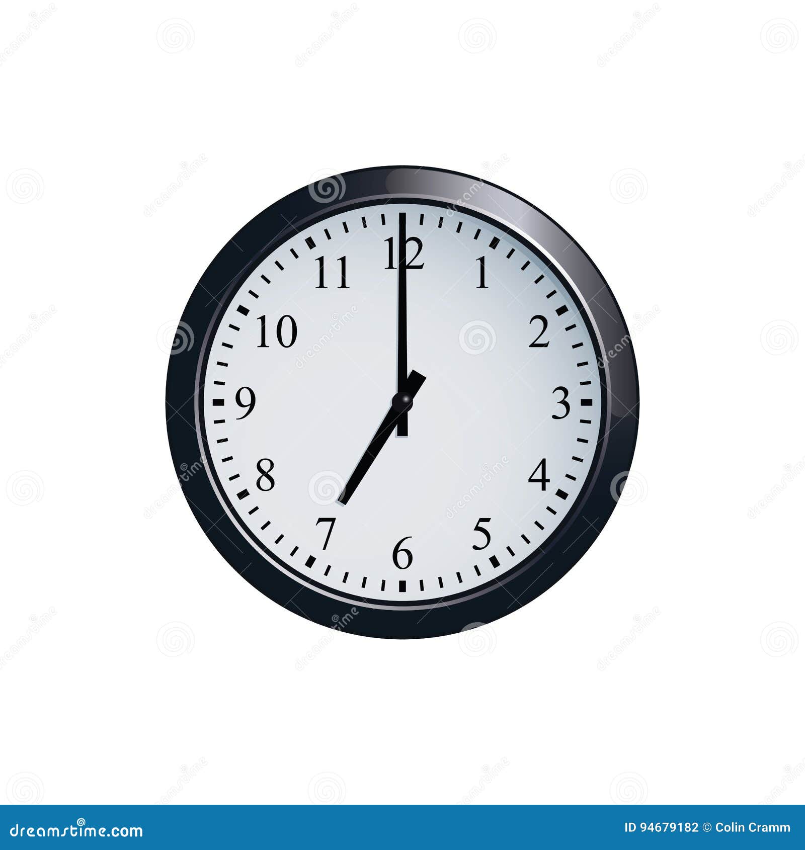 Wall Clock Set at 7 O`clock Stock Illustration - Illustration of oclock ...