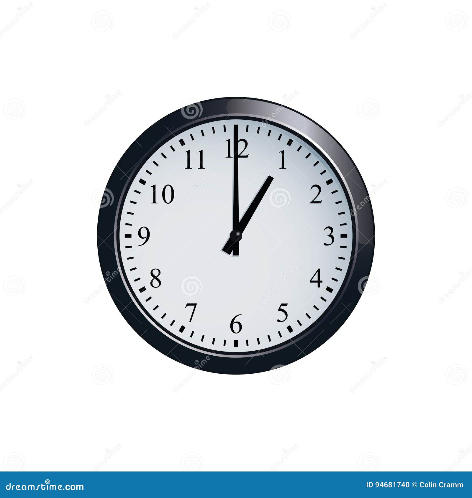 Wall Clock Set at 1 O`clock Stock Illustration - Illustration of hands ...