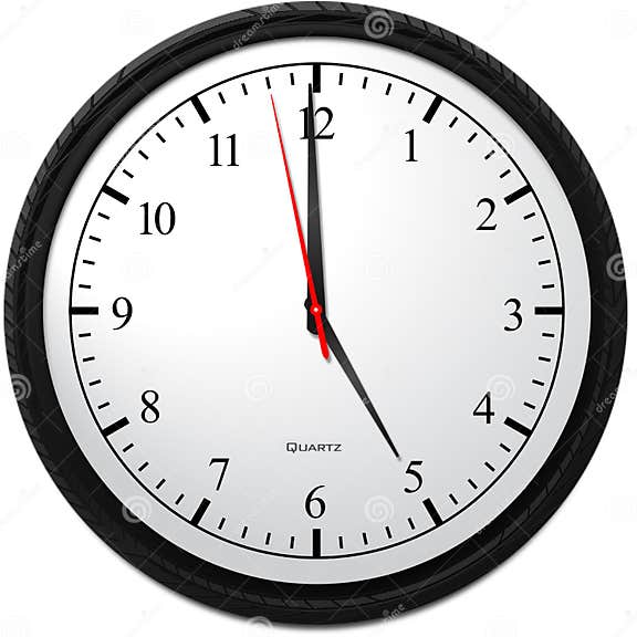 Wall Clock - Showing 5 O`Clock Stock Illustration - Illustration of ...