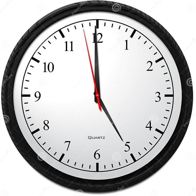 Wall Clock - Showing 5 O`Clock Stock Illustration - Illustration of ...
