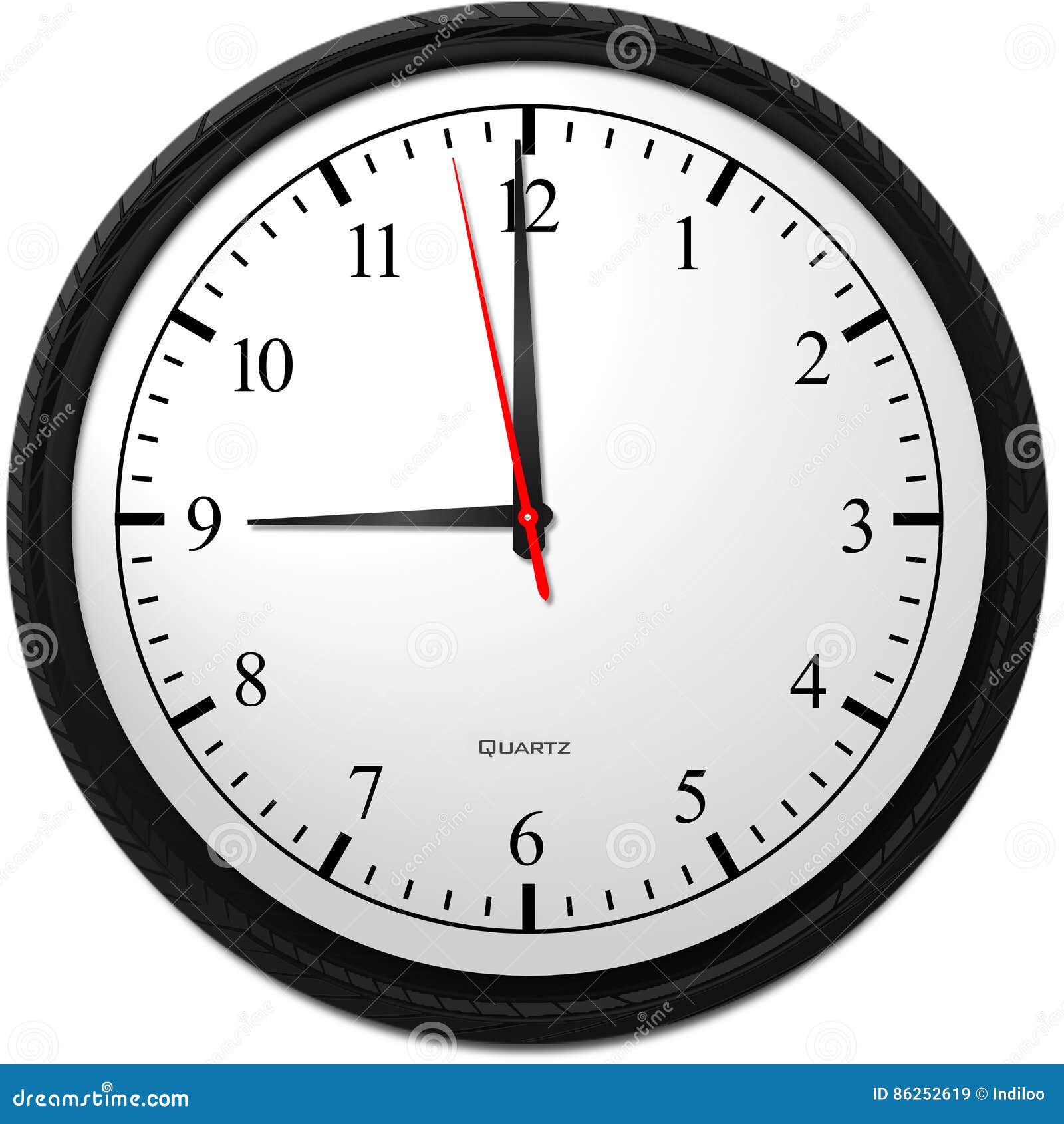 Wall Clock - Showing 9 O`Clock Stock Illustration - Illustration of ...