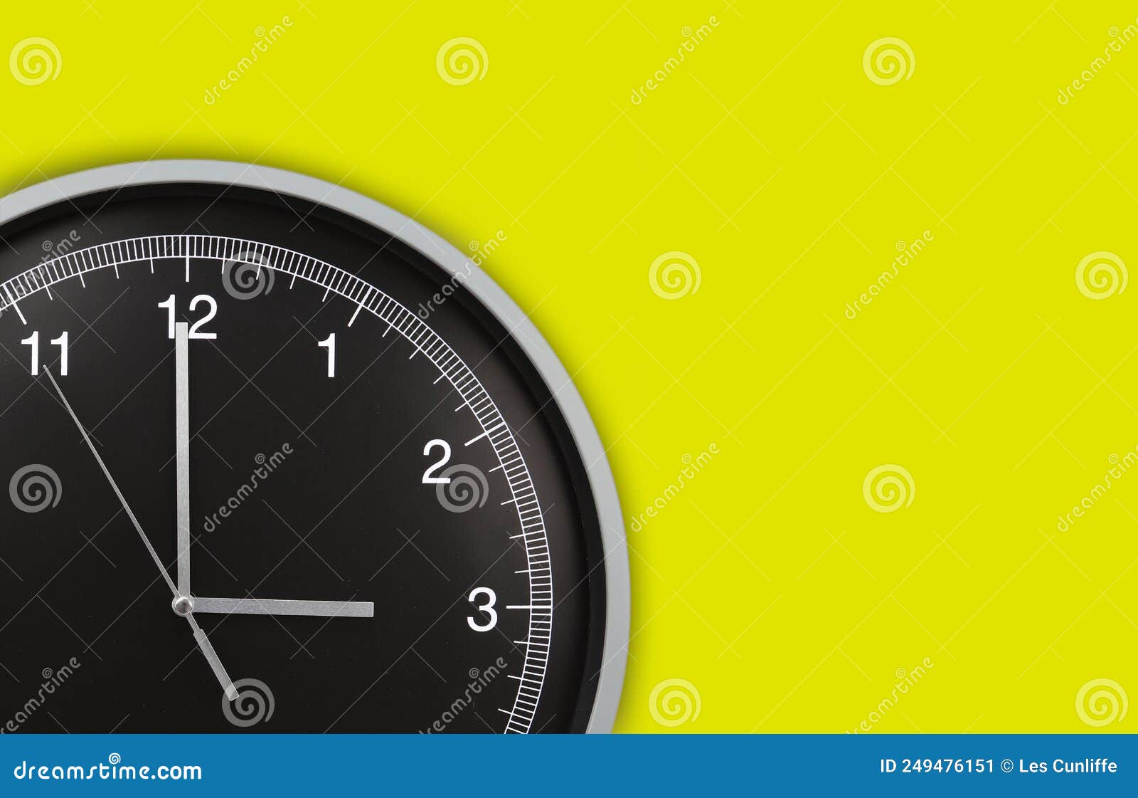 Wall clock on yellow stock image. Image of reminder - 249476151