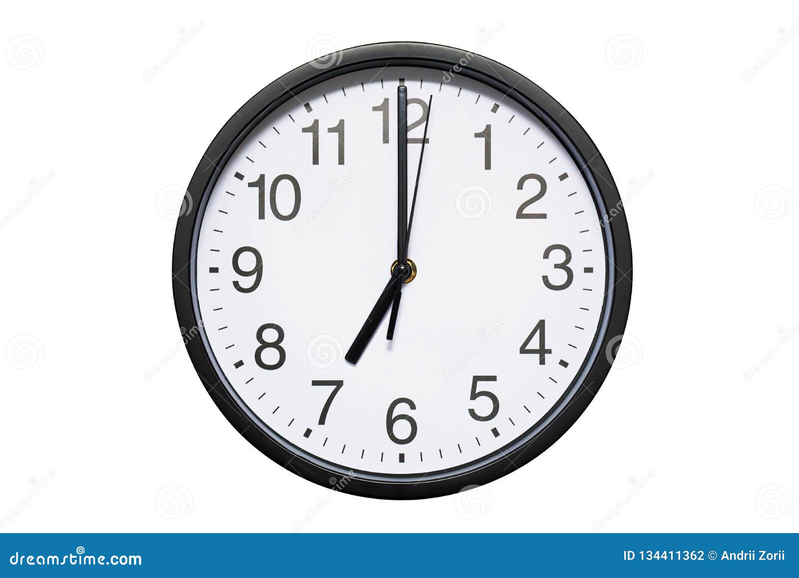 Wall Clock Shows Time 7 O`clock on White Isolated Background. Round ...