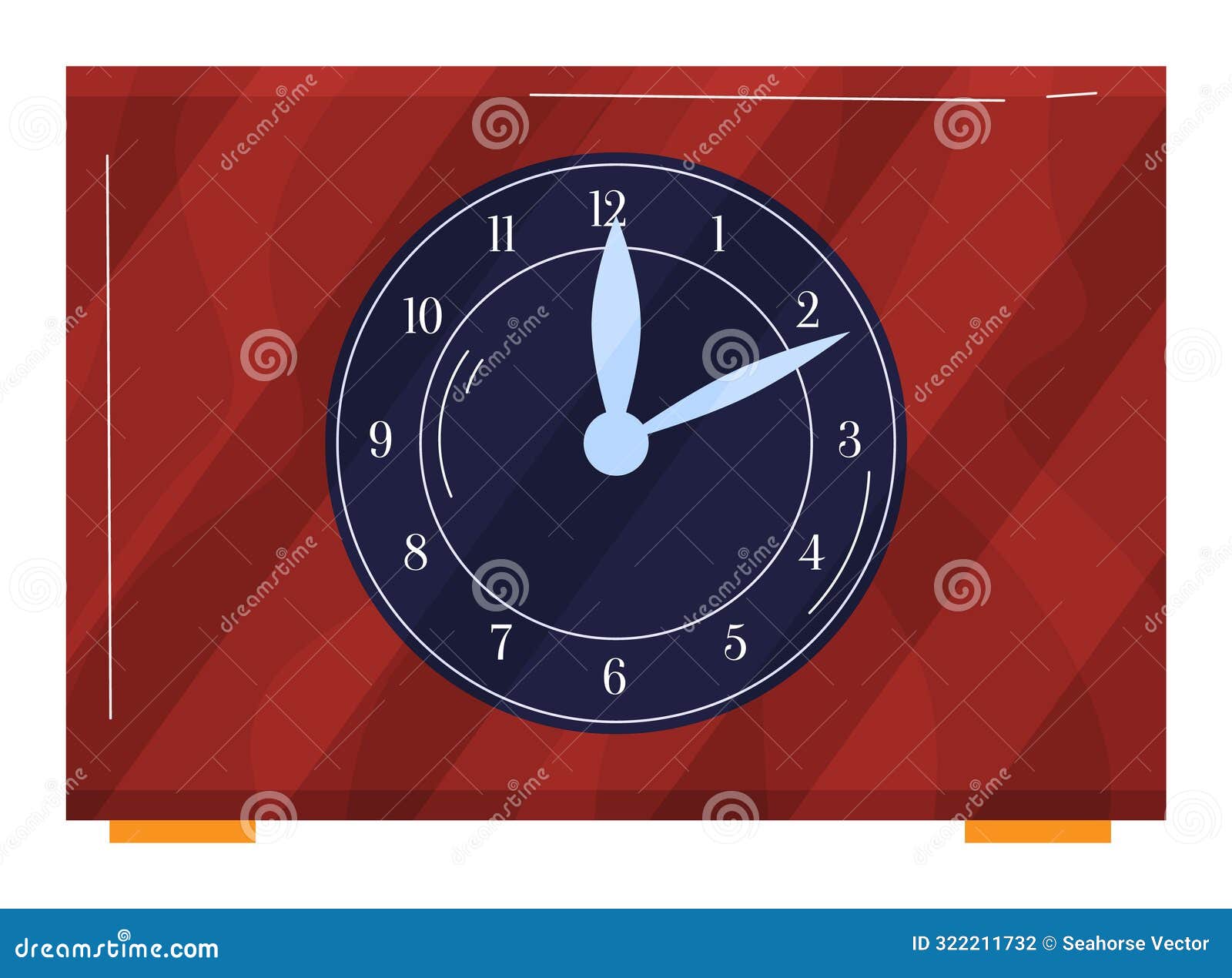 Wall Clock Vector Illustration Showing Time Against Red Abstract ...