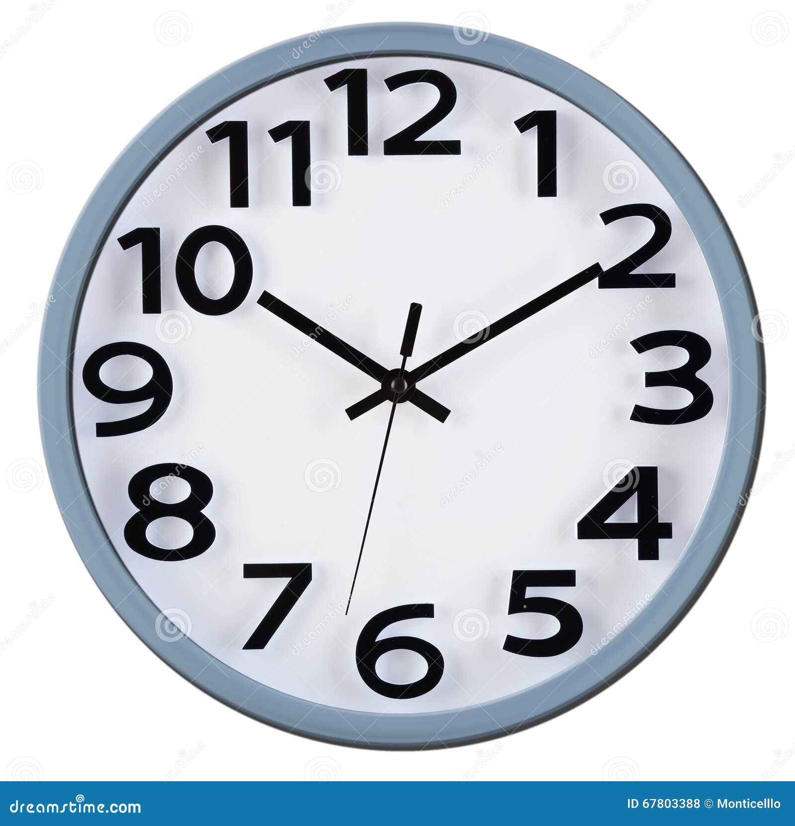 Wall Clock on White. Ten Past Ten. Stock Photo - Image of white, minute ...