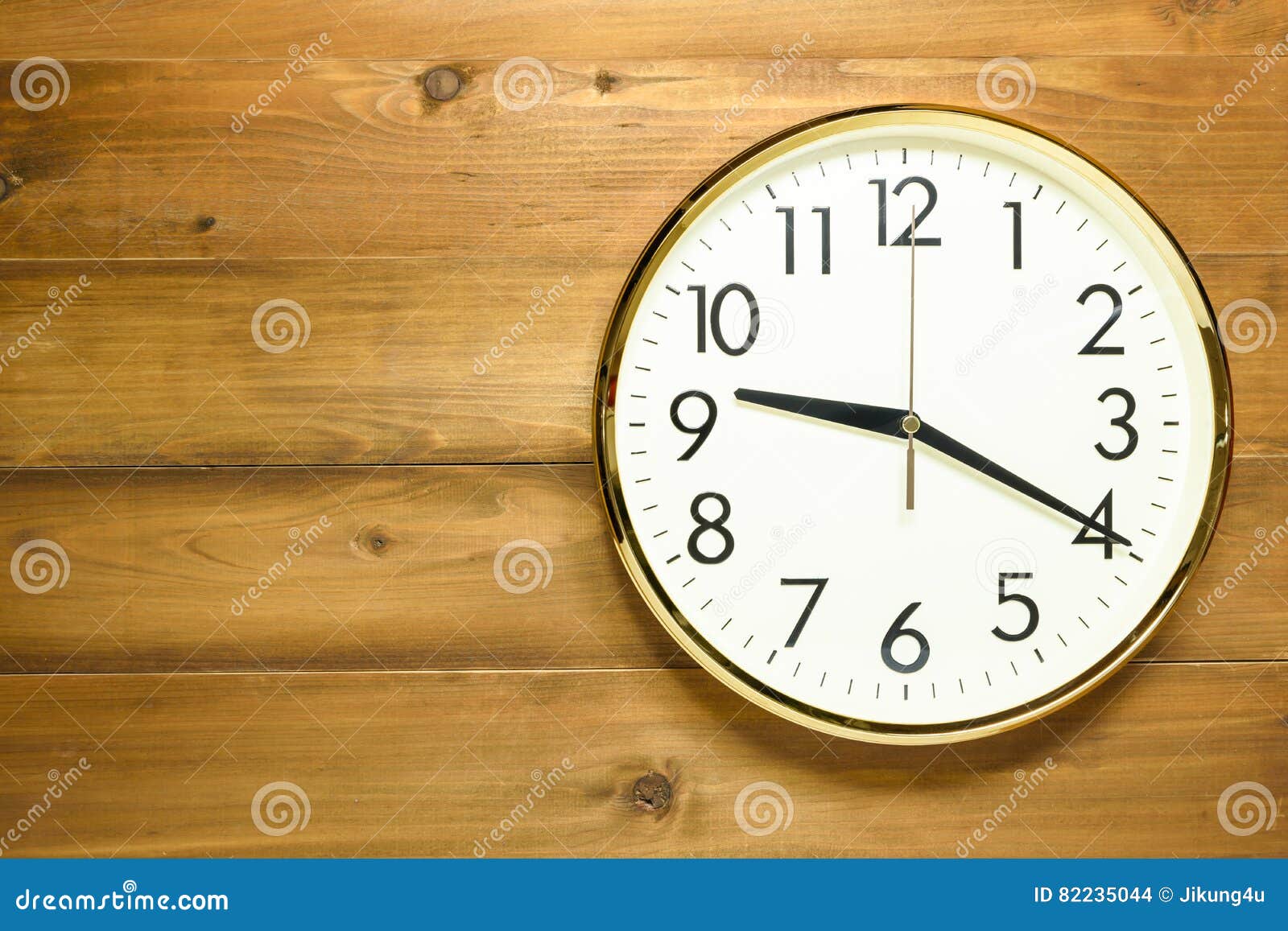 Wall Clock on the Wooden Wall Stock Photo - Image of brown, clock: 82235044