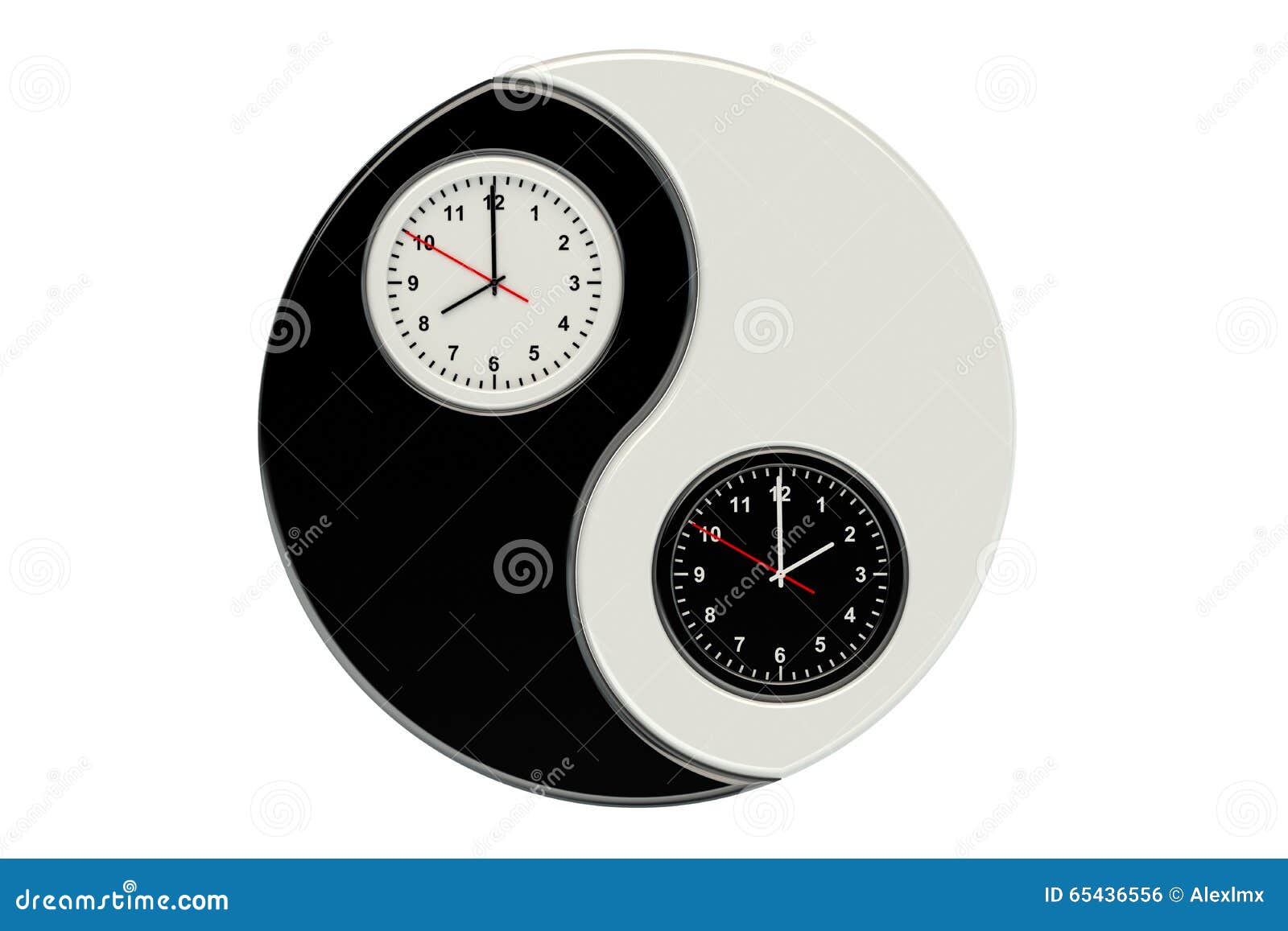 Wall Clock with Yin Yang Symbol Stock Illustration - Illustration of ...