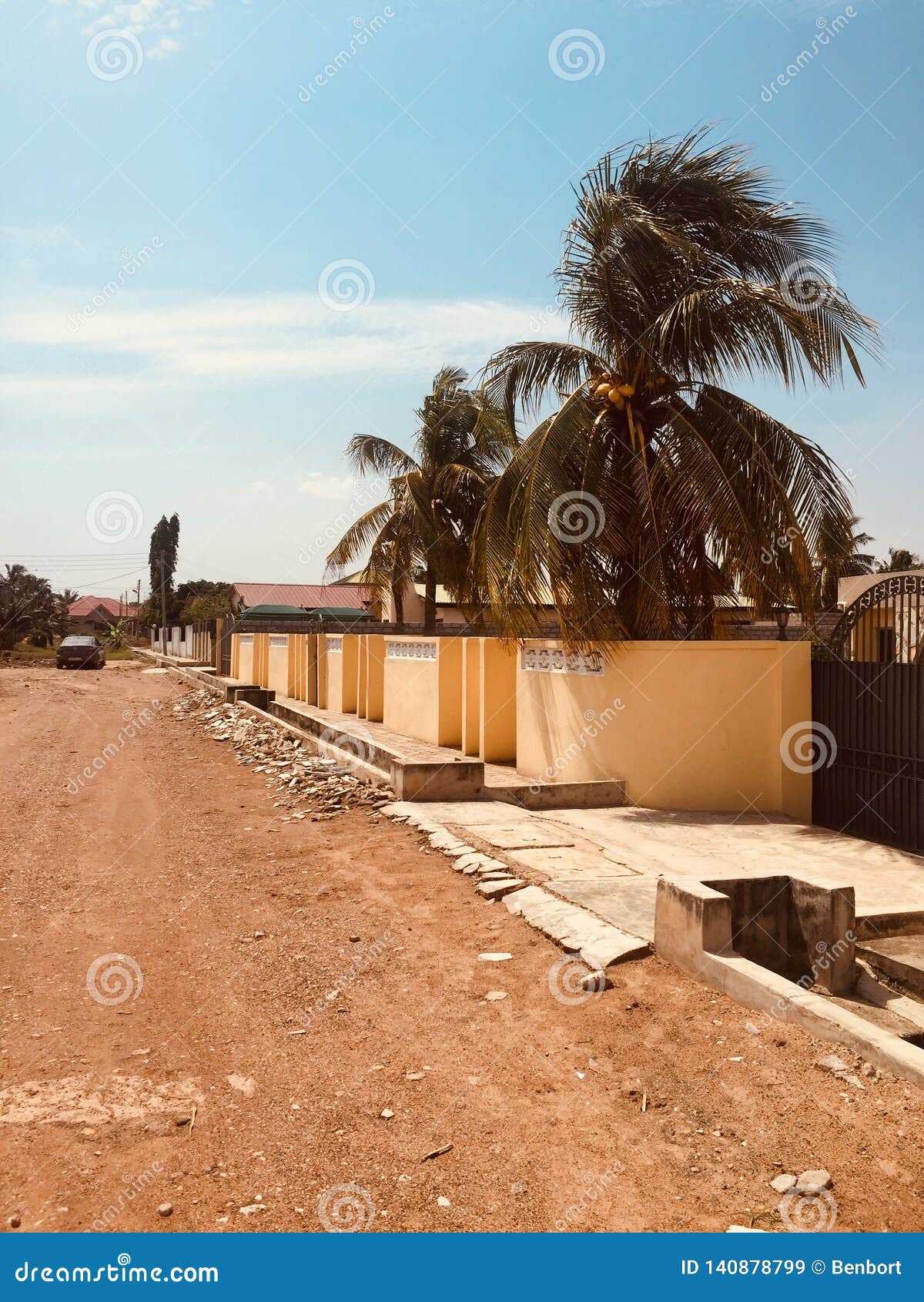 Wall and coconut tree stock image. Image of coconut - 140878799