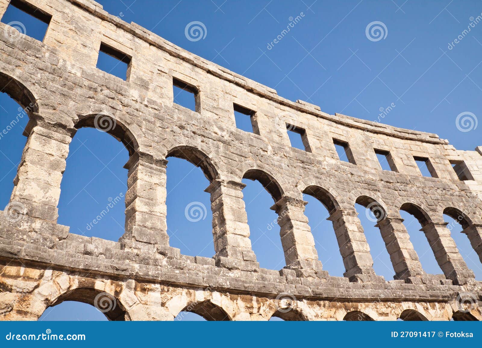 Wall of the Coliseum in Pula. Croatia Stock Image - Image of culture ...