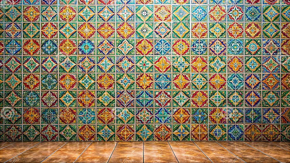 Wall Colored Tile with Pattern Background Wallpaper AI Generative Stock ...