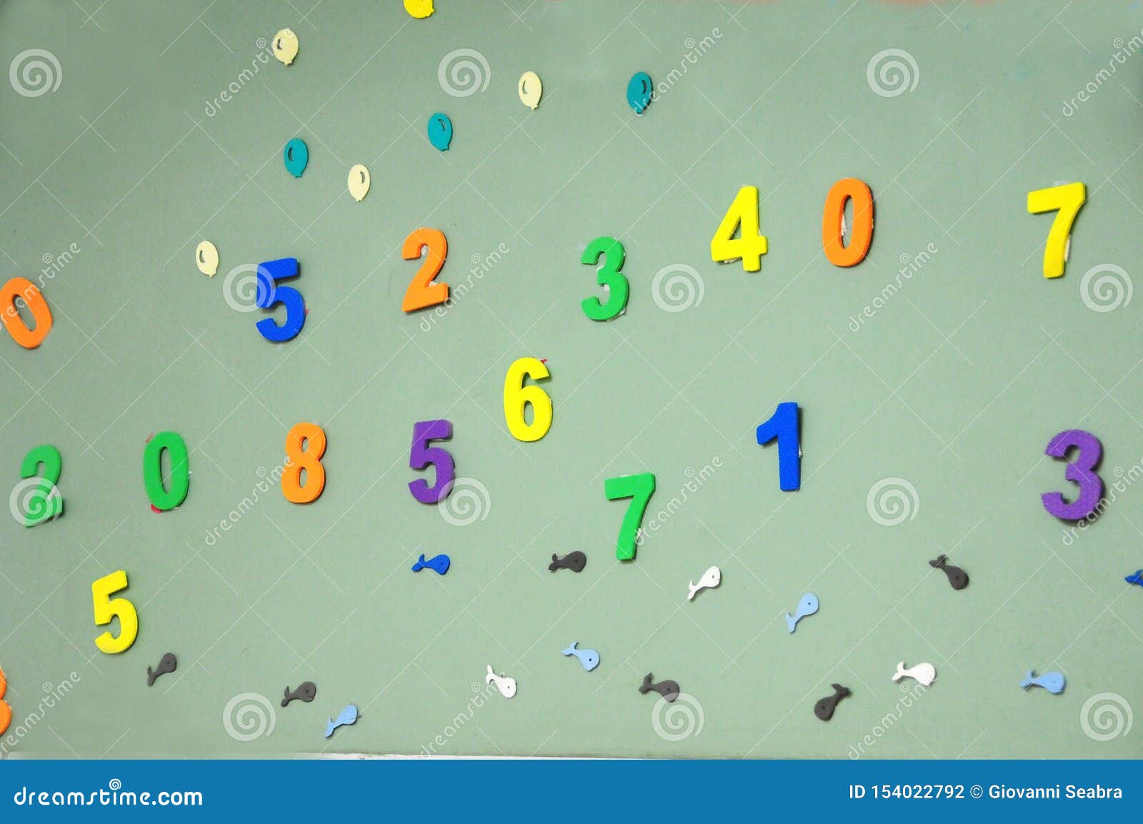 Wall with Colorful Children`s Numbers Stock Photo - Image of colorful ...