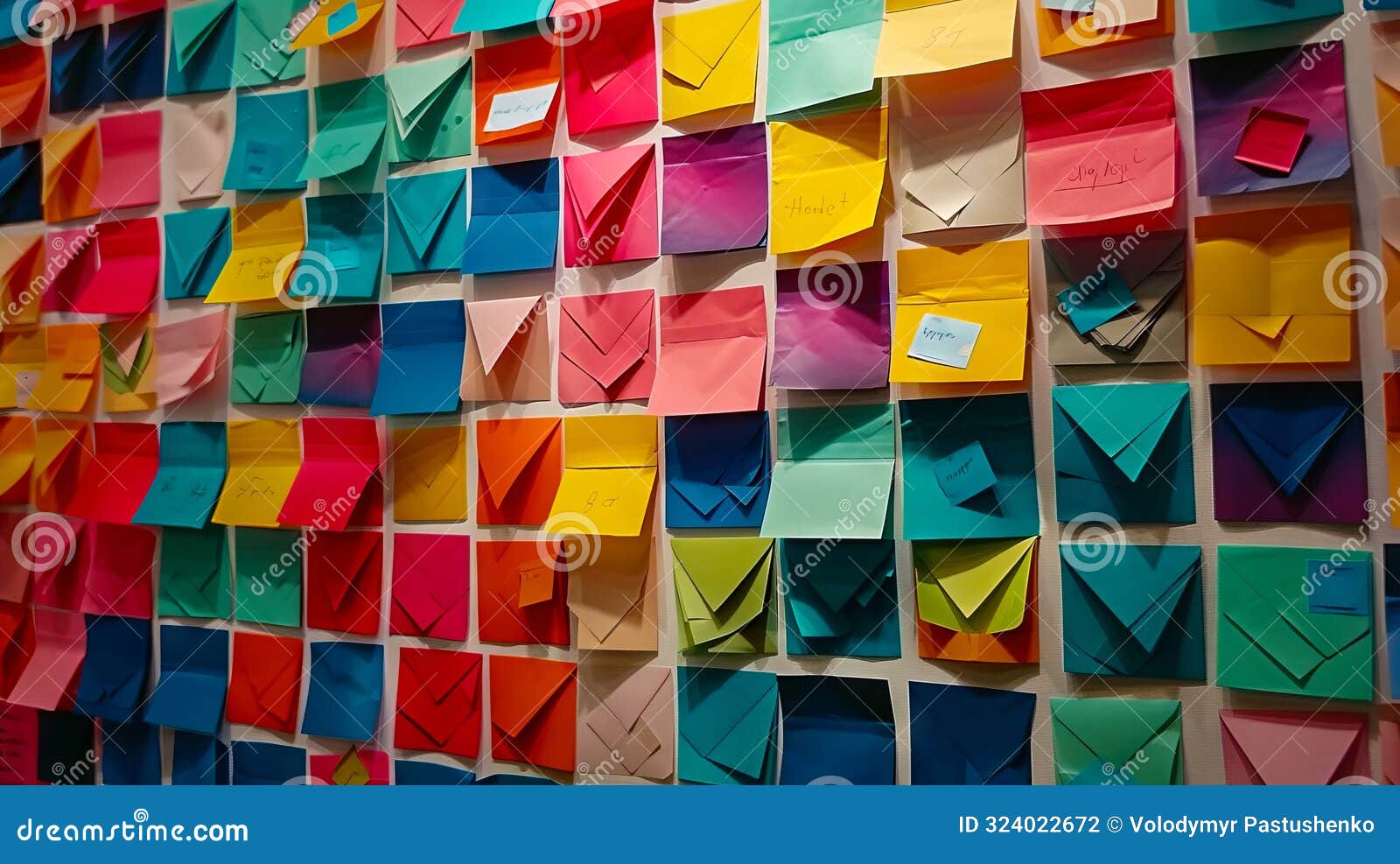 A Wall of Colorful Paper Notes with Sticky Notes Stock Photo - Image of ...