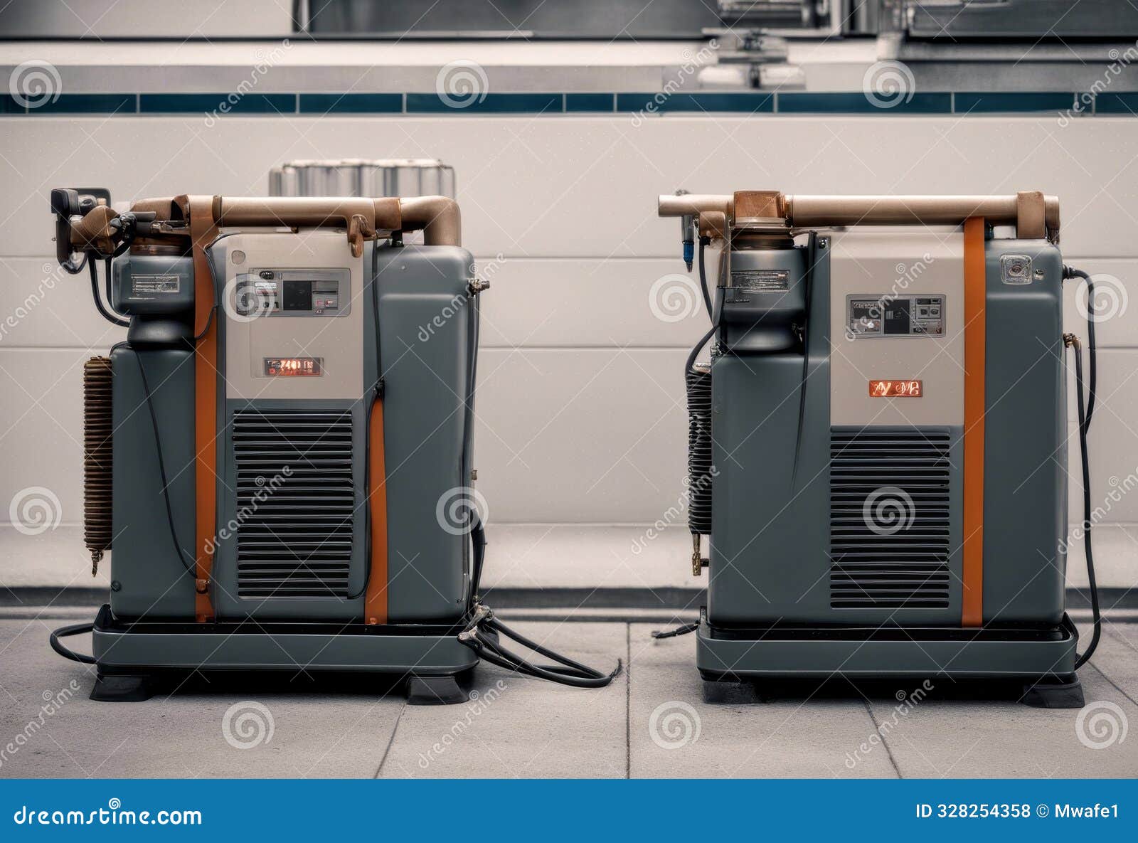Two Air Compressors On House, 3d Illustration Stock Photo ...