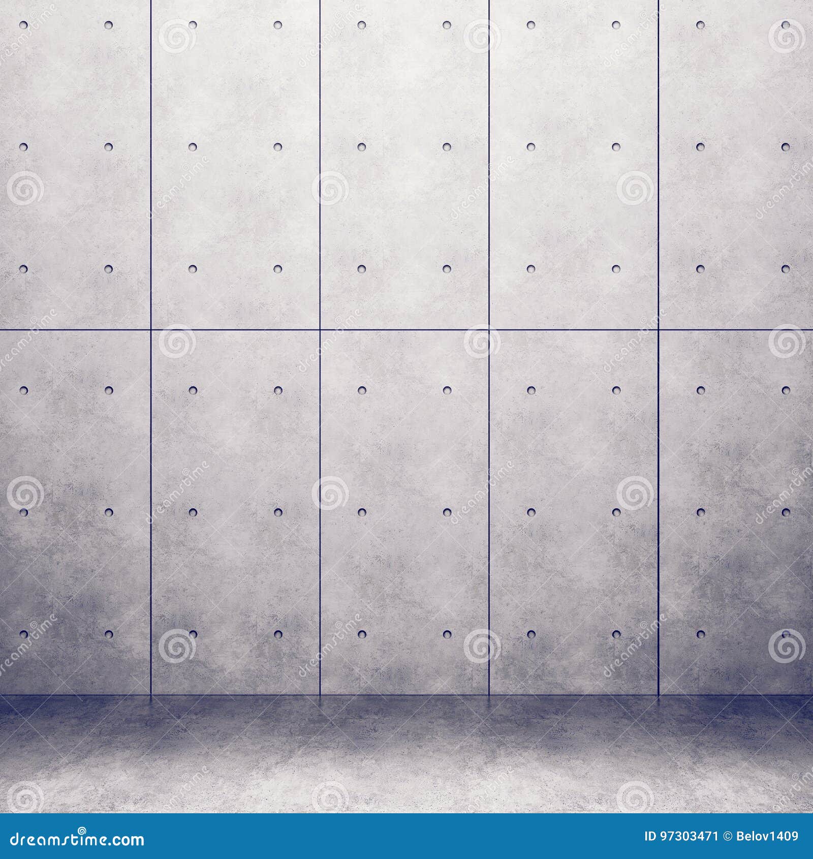 Wall with Concrete Panels and Glossy Concrete Floor Stock Illustration ...