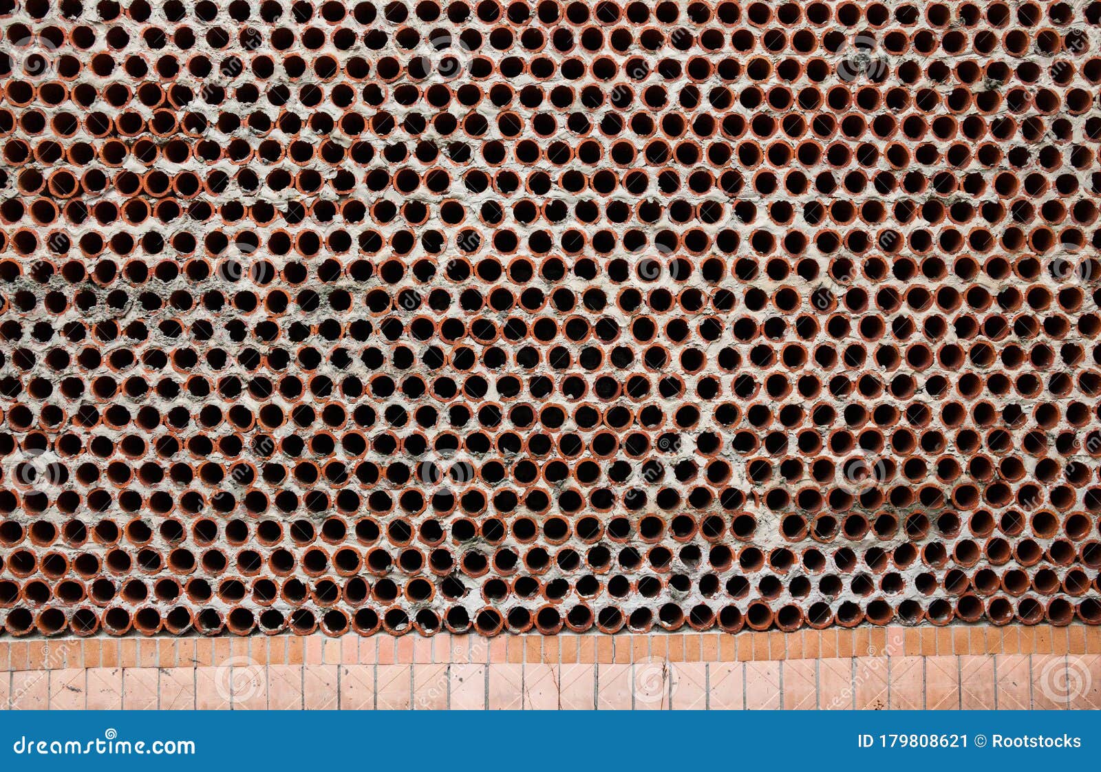The Wall Constructed of Round Ceramic Tubes Stock Image - Image of ...