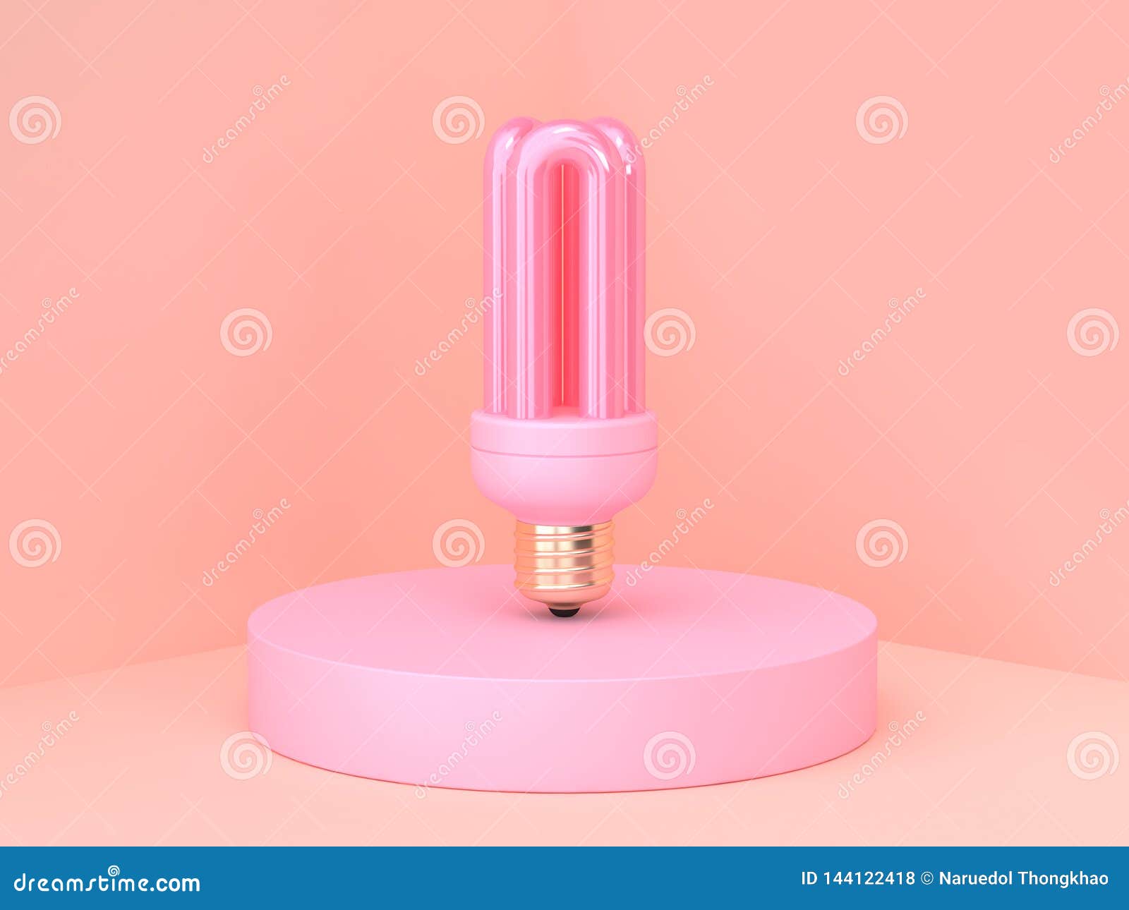 Circle Shape and Abstract Gold Pink Light Bulb Minimal Pink 3d ...