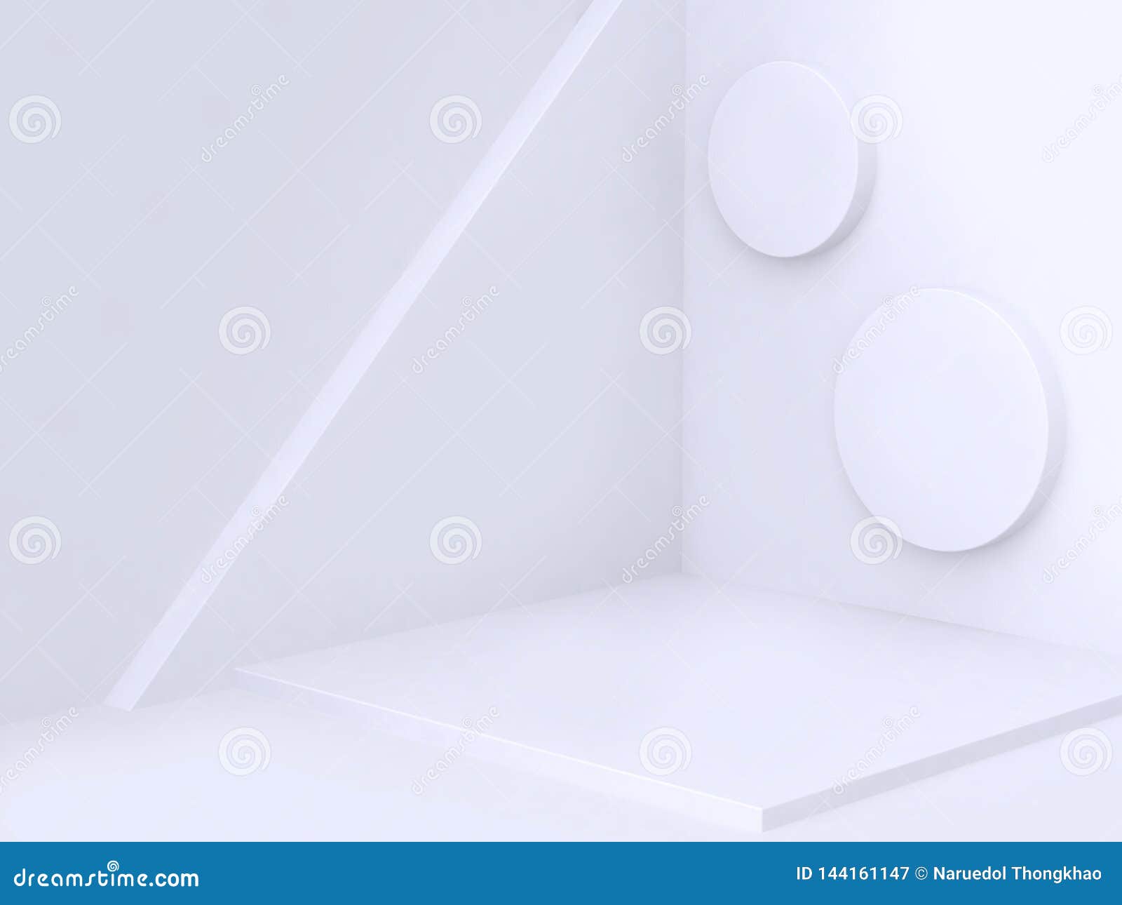 Wall Corner Tilted Geometric Shape Two Circle Abstract Minimal White ...