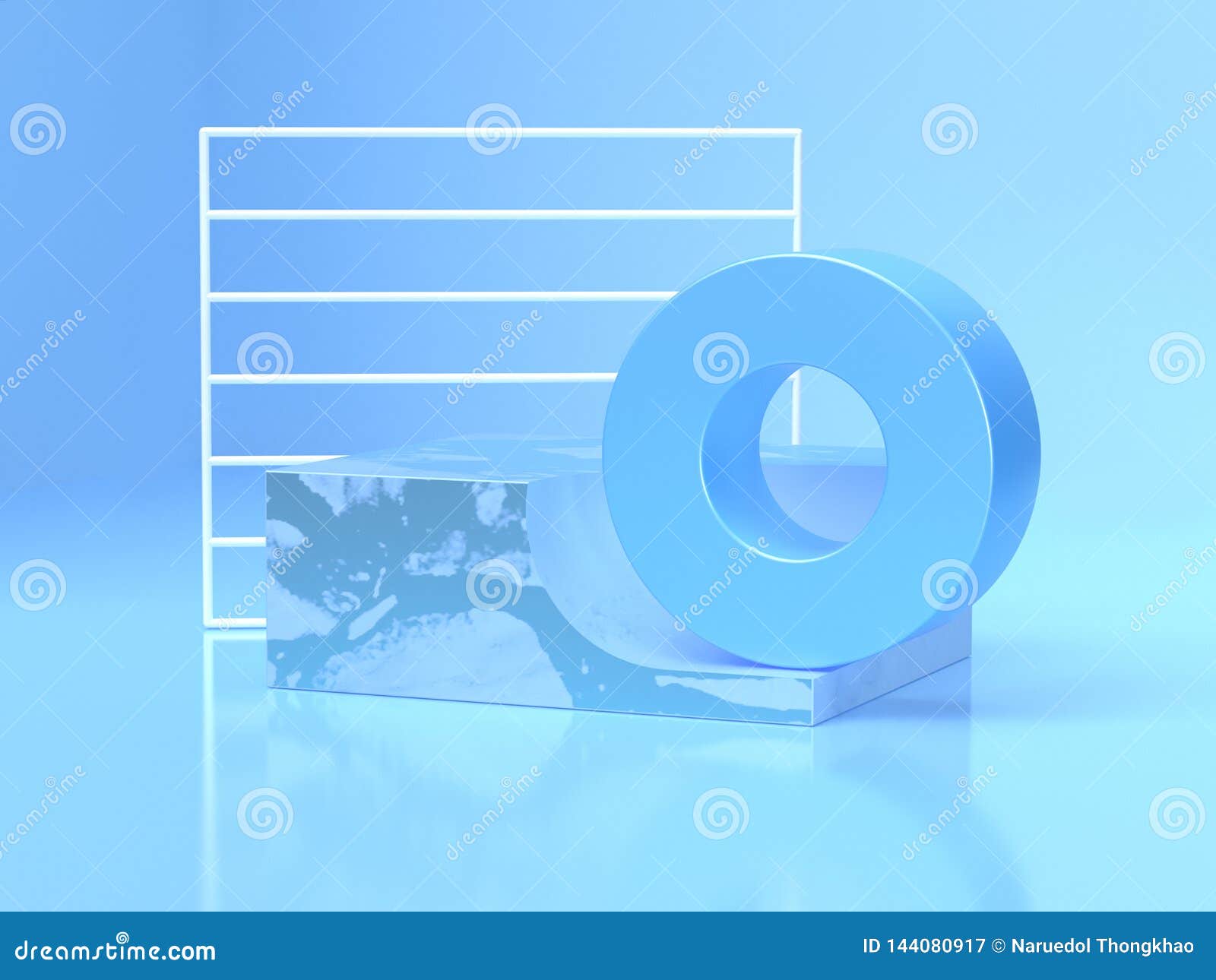 Wall Corner White Frame Blue Circle Shape Abstract Geometric Shape 3d ...