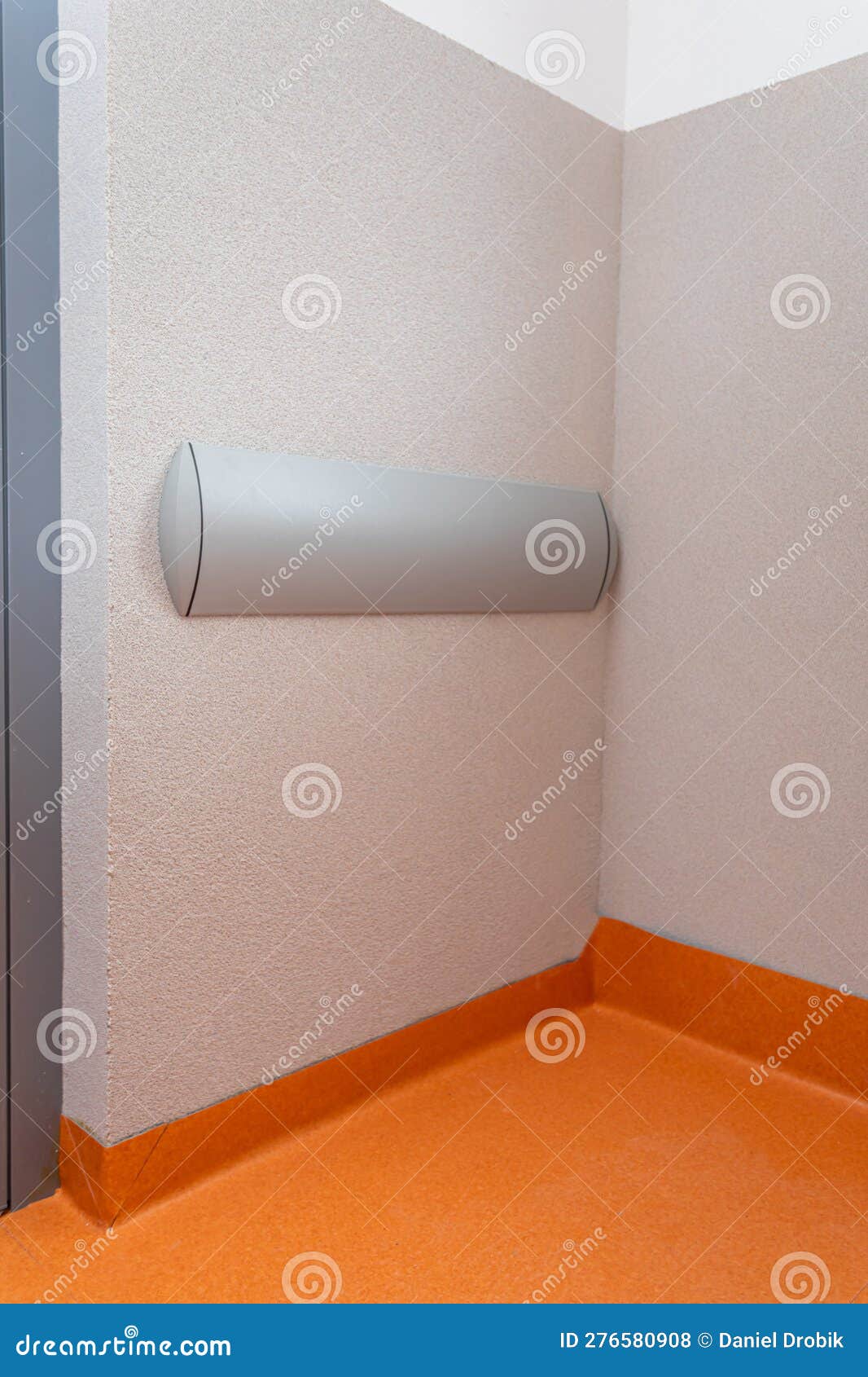 Gray Wall Bumper Mounted on the Corridor Inside the Building. Stock ...