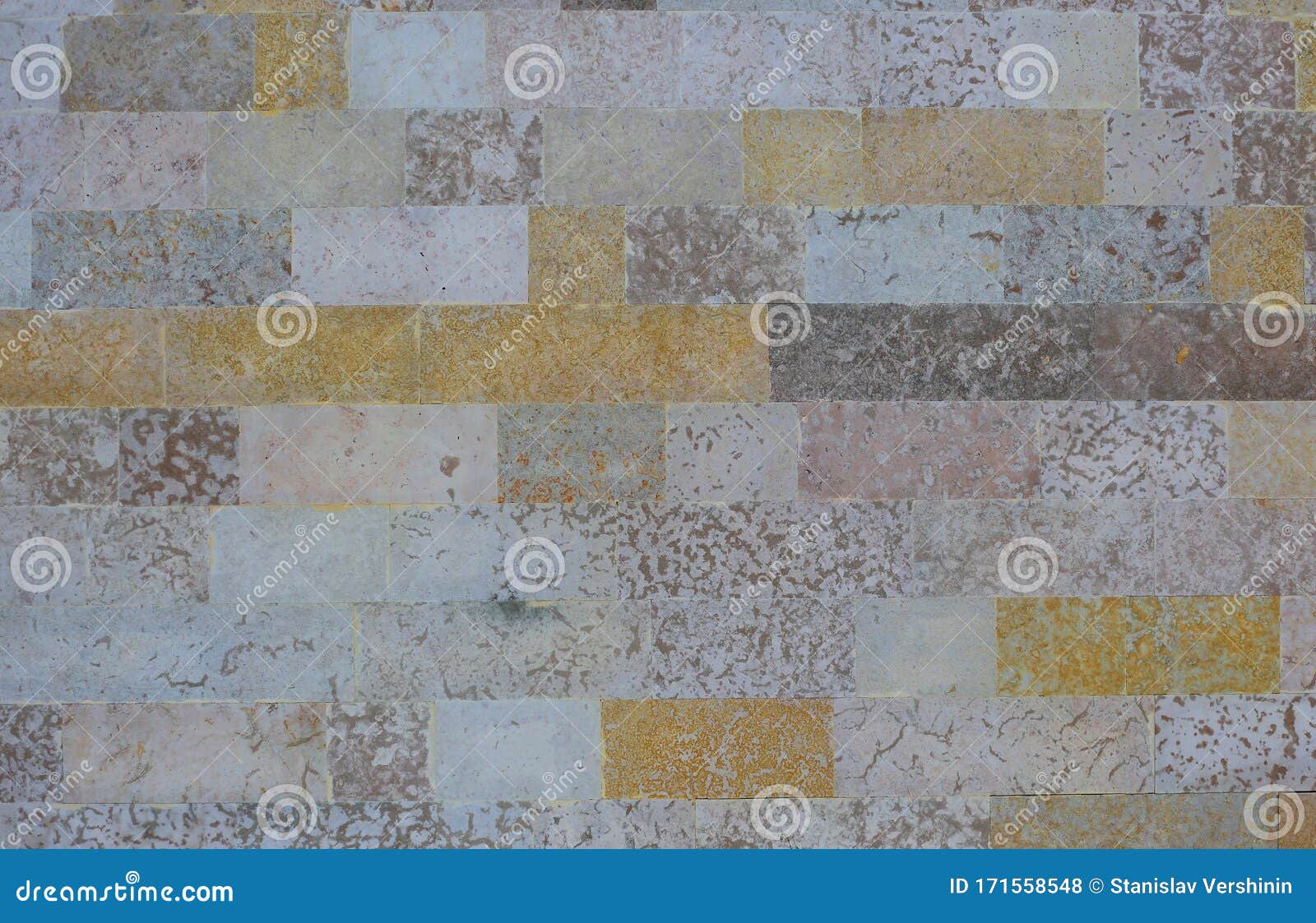 Wall Covered with Colored Stone Tiles Stock Photo - Image of gray ...