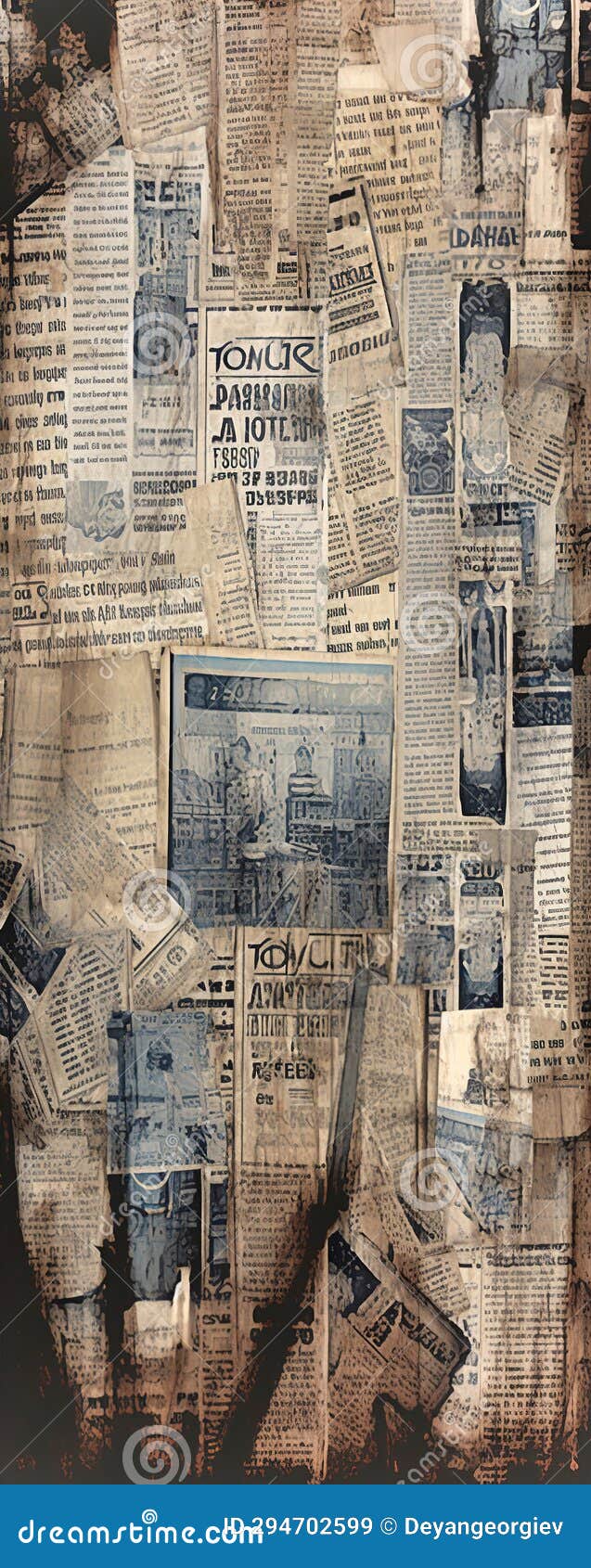 Wall Covered in Colorful Newspapers. Old Newspaper Background Stock ...